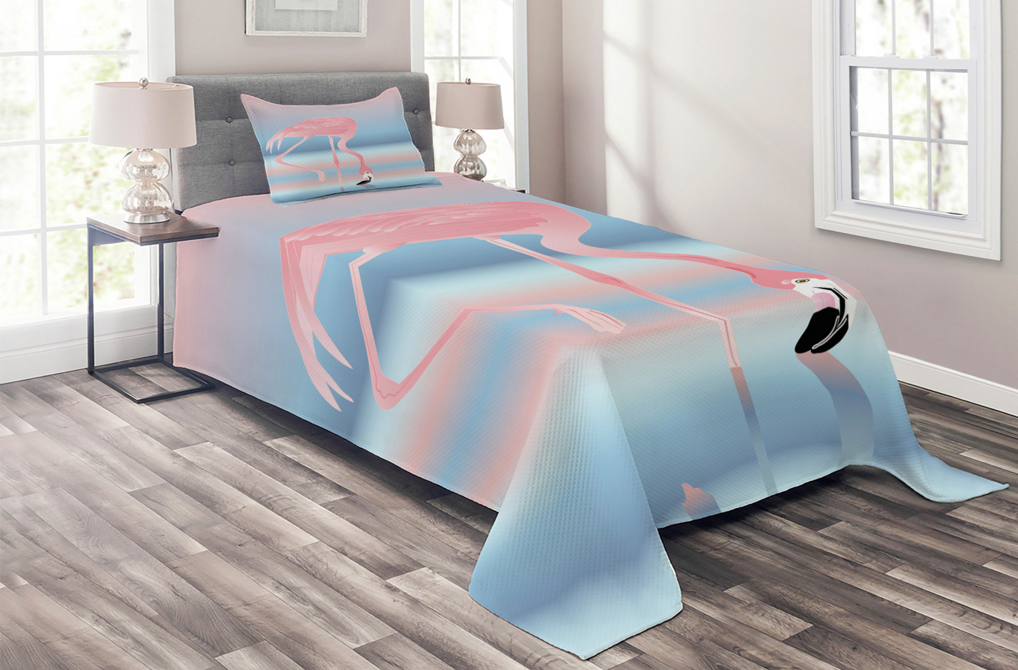 Ambesonne Flamingo Coverlet Set | Wayfair