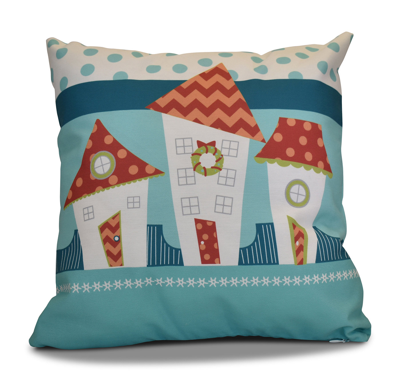 e by design Coastal Christmas Outdoor Square Pillow Cover & Insert ...