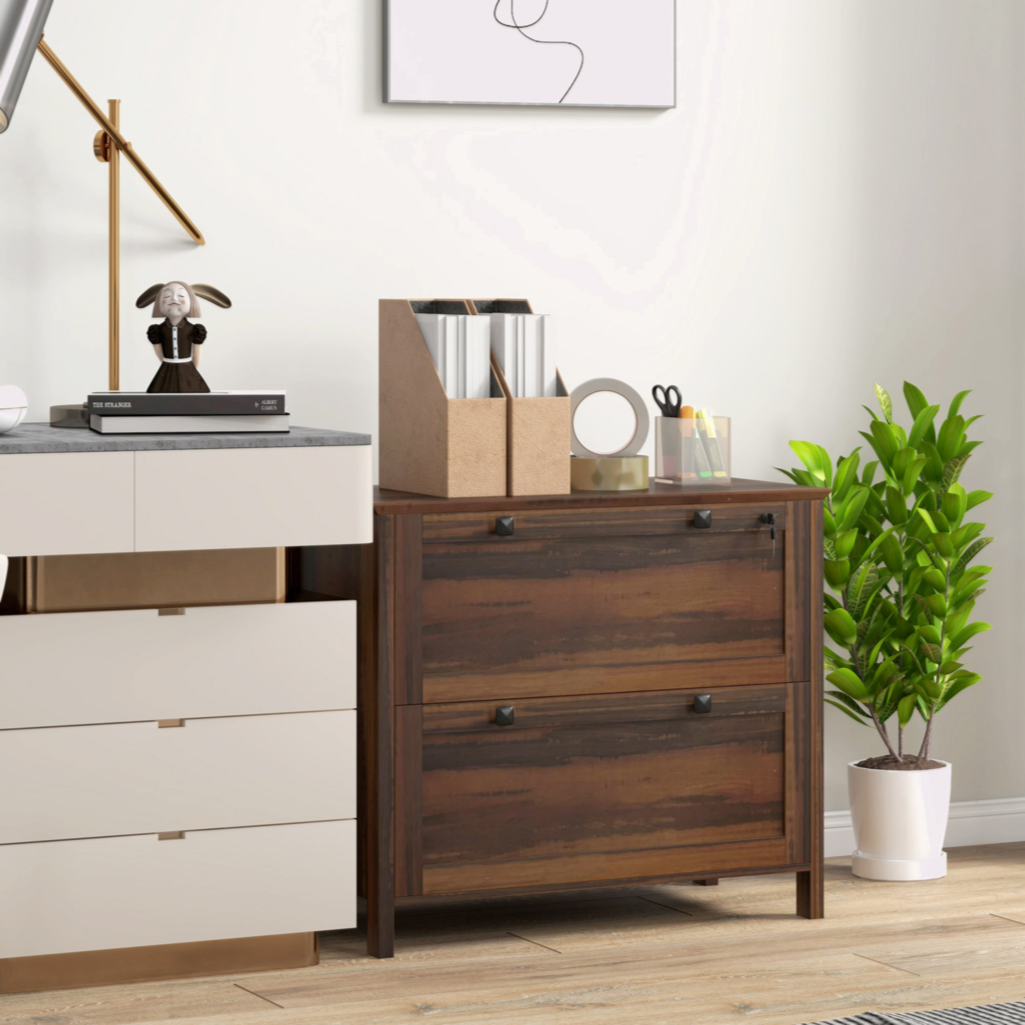 Millwood Pines 2 Drawer File Cabinet With Lock, Lateral Filing Cabinet ...