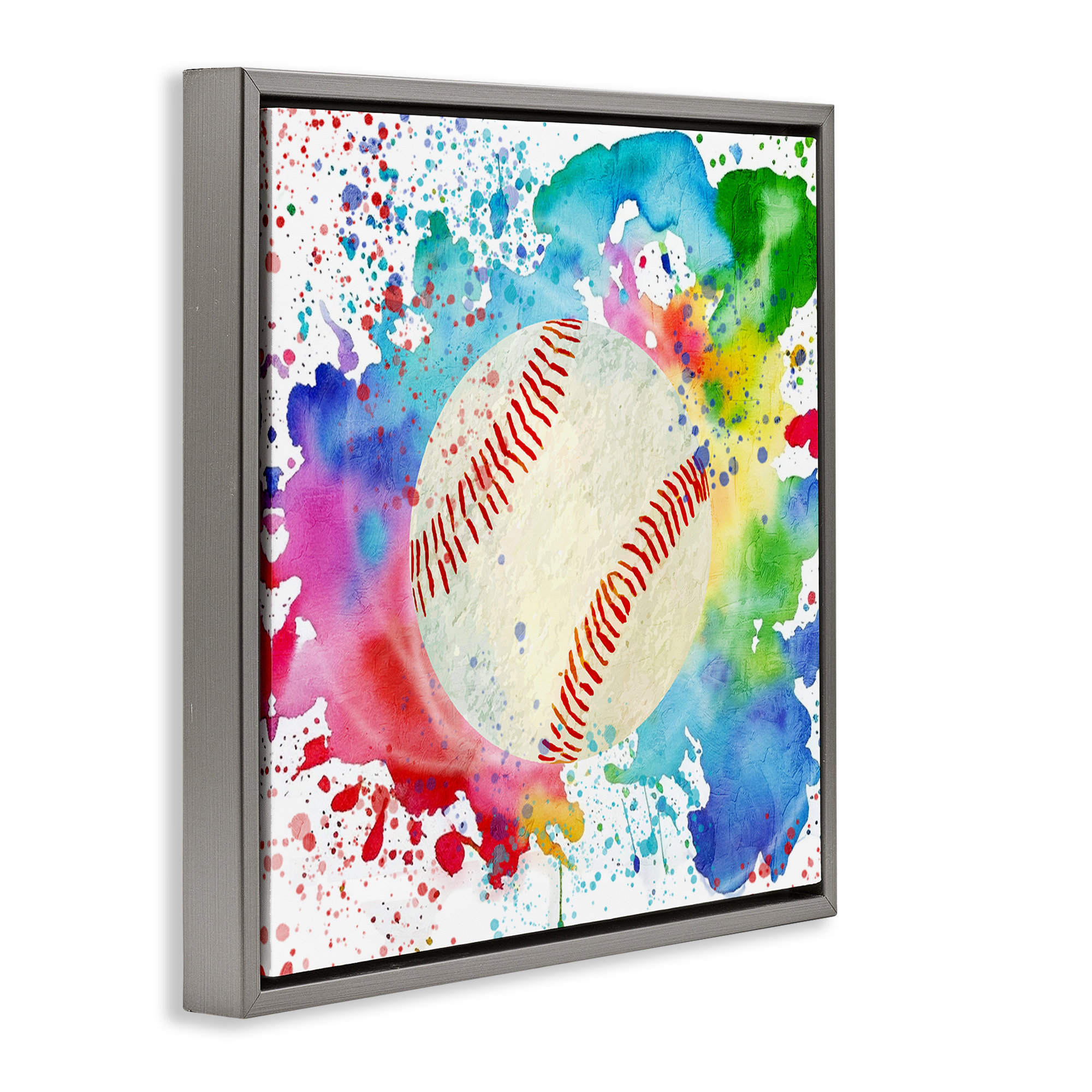 Latitude Run® Colourful Splash Baseball Floating Frame, design by Kim ...