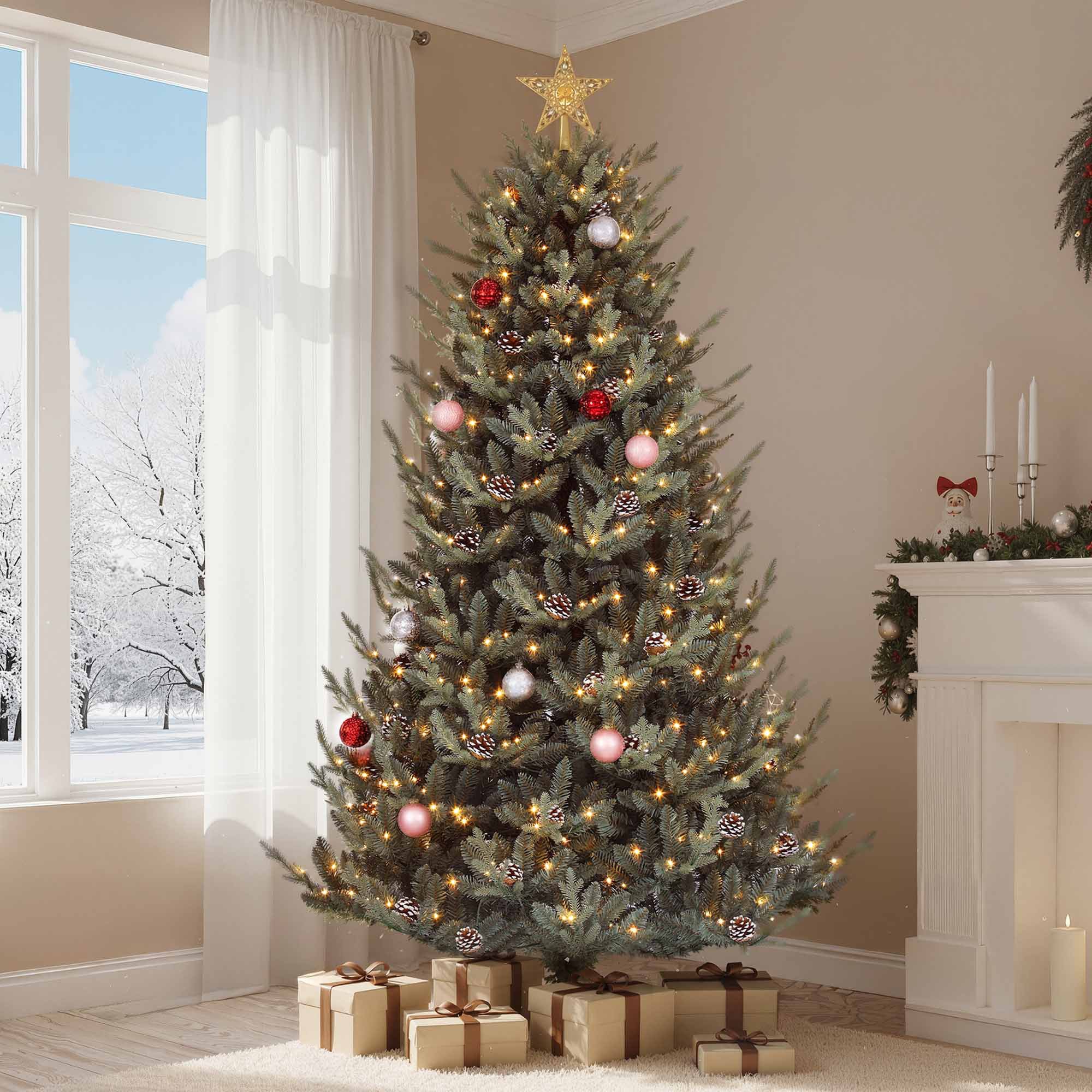 The Holiday Aisle® Pre-Lit Hillside Christmas With Pinecones | Wayfair
