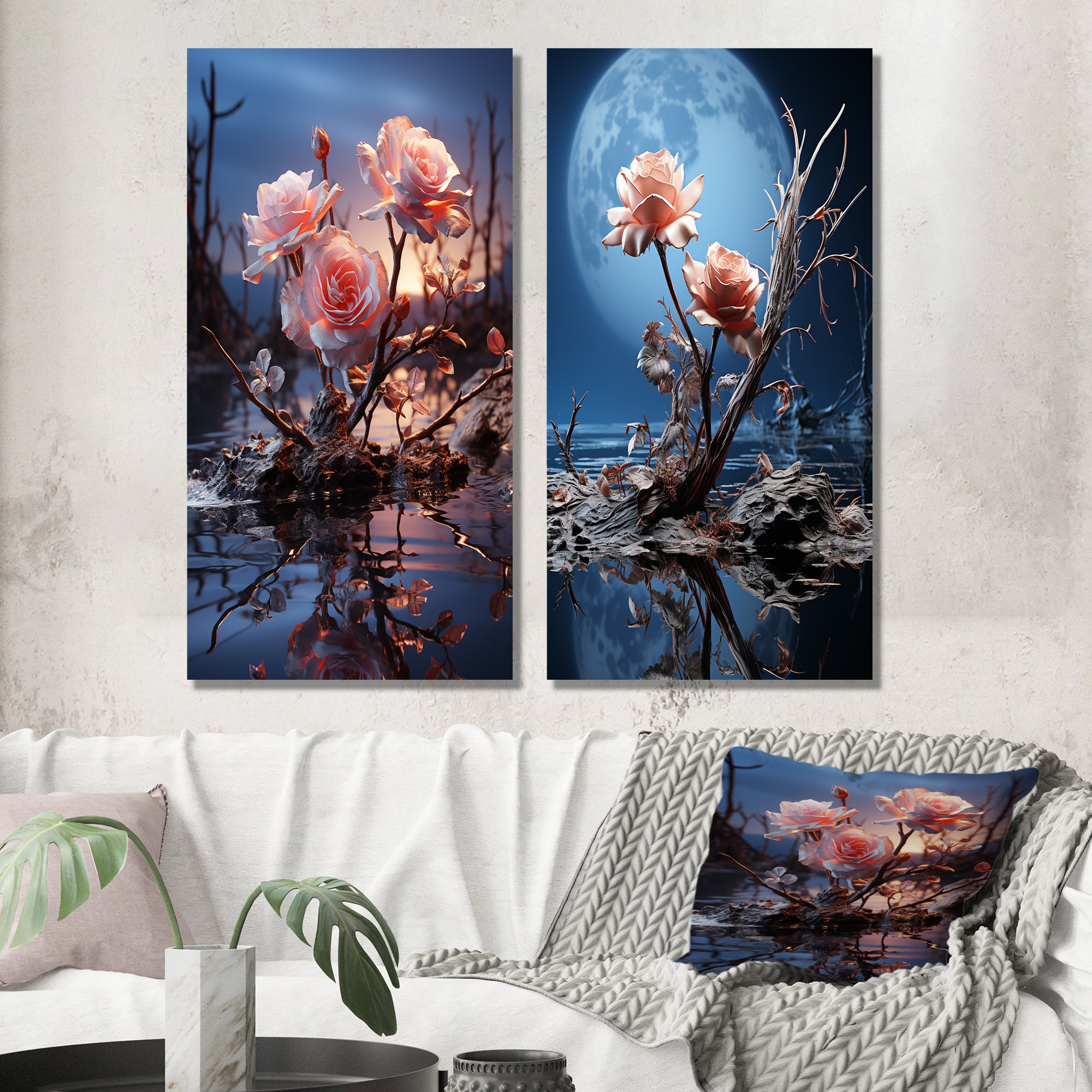 Red Barrel Studio® Moonlit Flower Serenity Blooms I - Rose Metal Wall ...