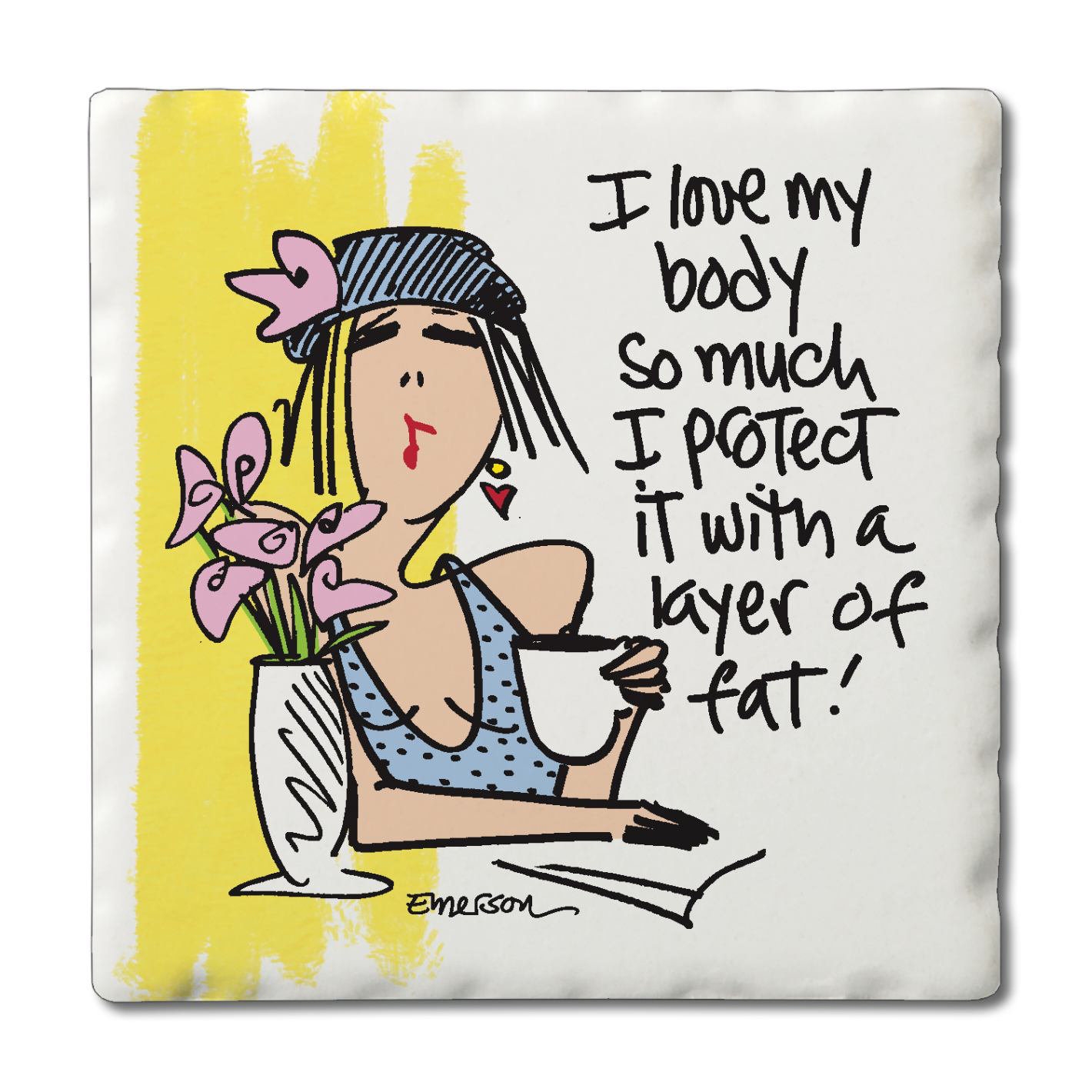 East Urban Home Love My Body Single Square Tumbled Tile Coaster ...