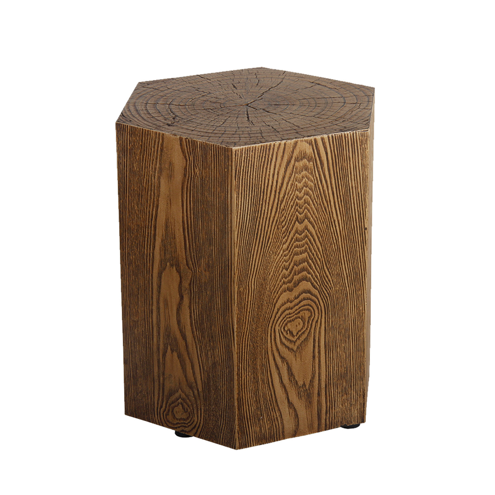 Millwood Pines Polygon Wood Look Accent Table, Stool, Wood Stump, Brown ...