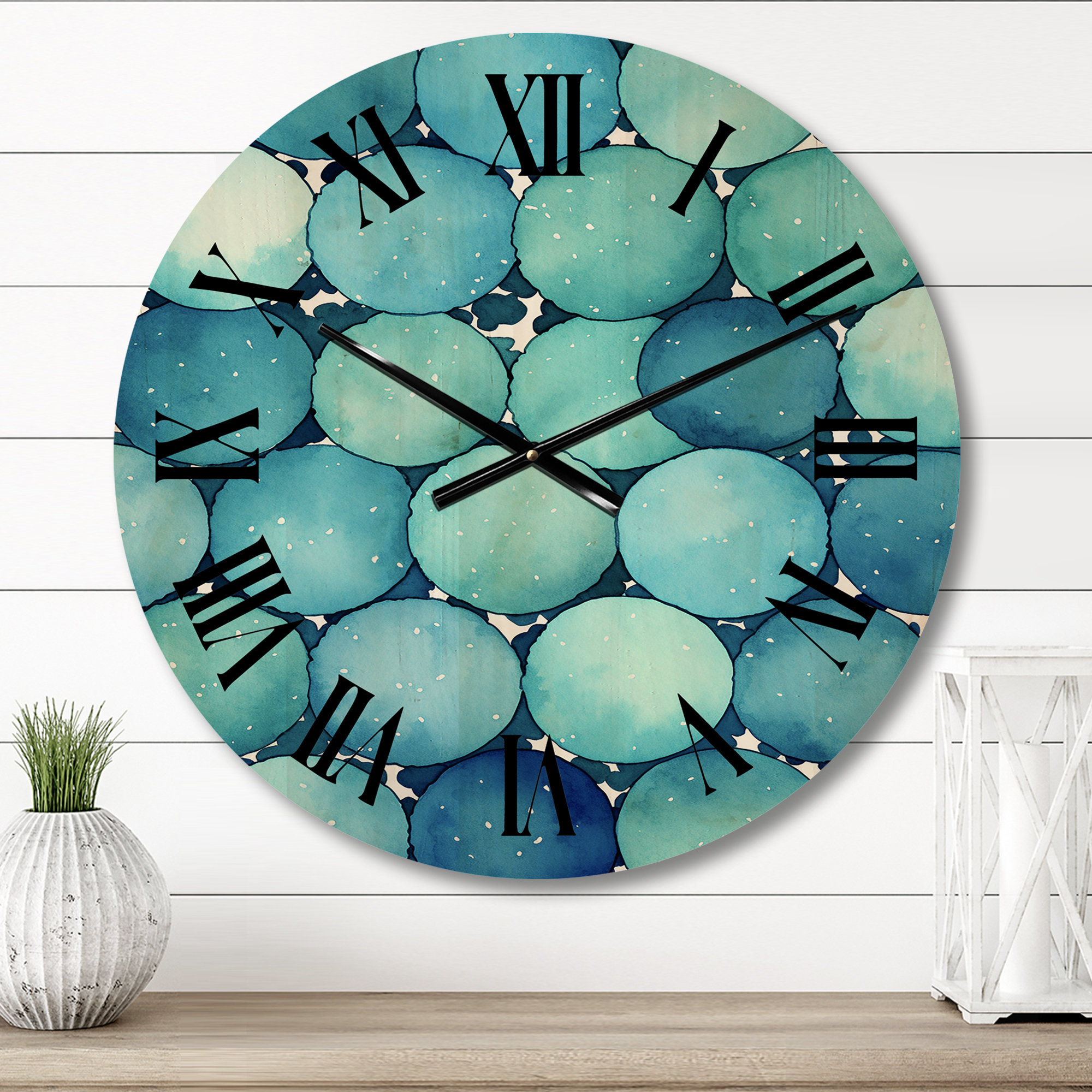 East Urban Home Turquoise Circular Matrix Symmetry - Abstract Geometric ...