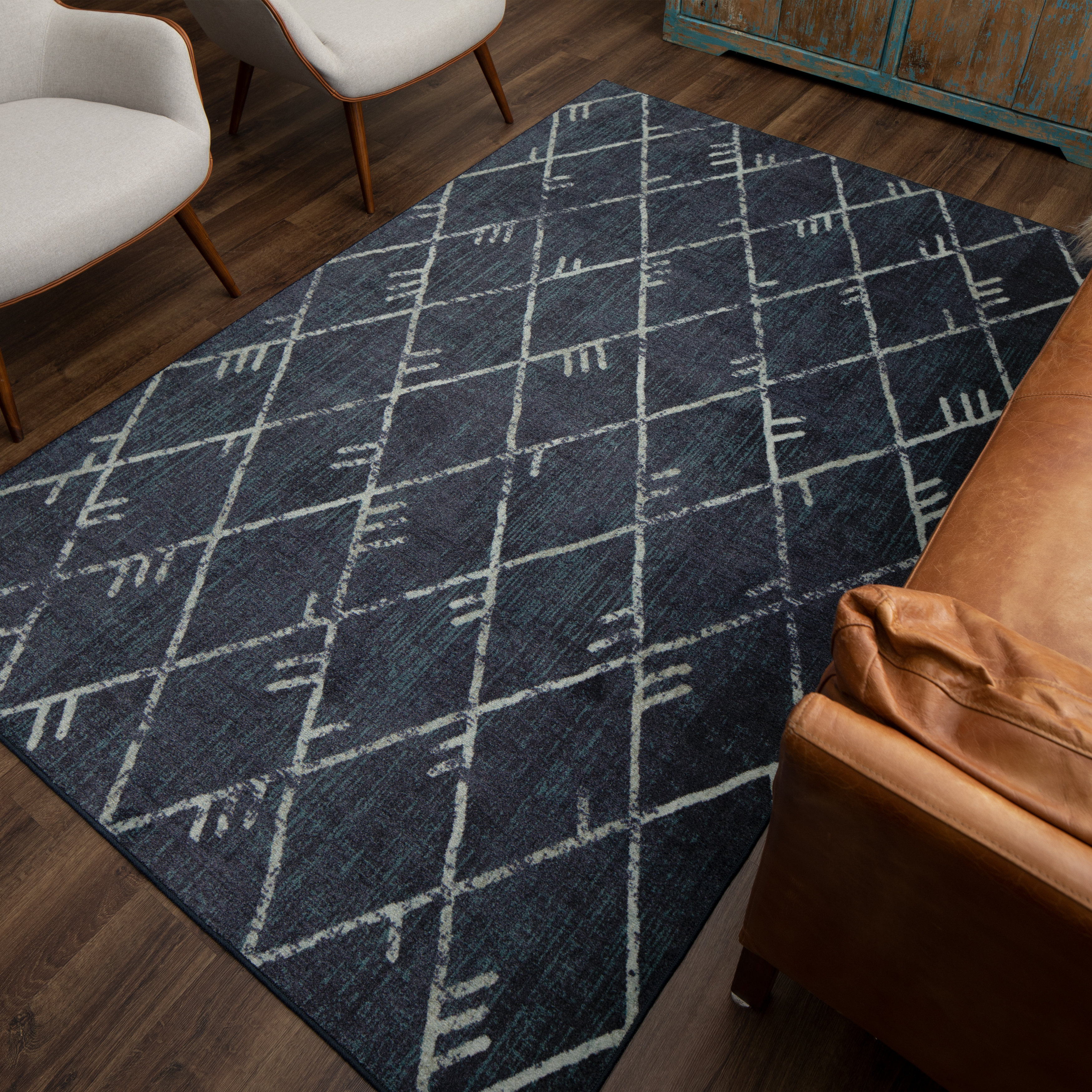 Mohawk Home Highland Geometric Tufted Polyester Navy/Charcoal Area Rug ...