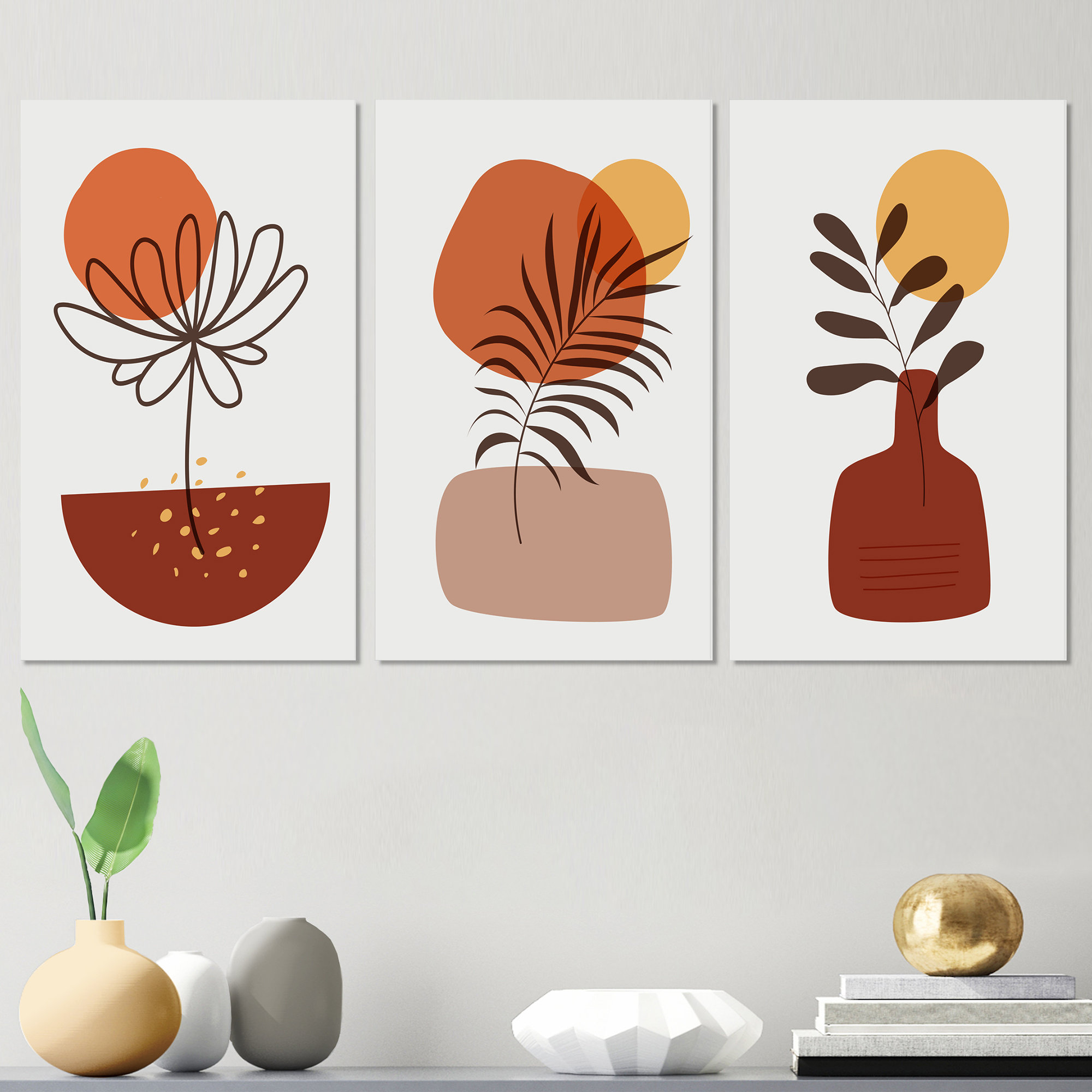 Wade Logan® Minimalistic Designs In Retro Colors III - 3 Piece Wrapped ...