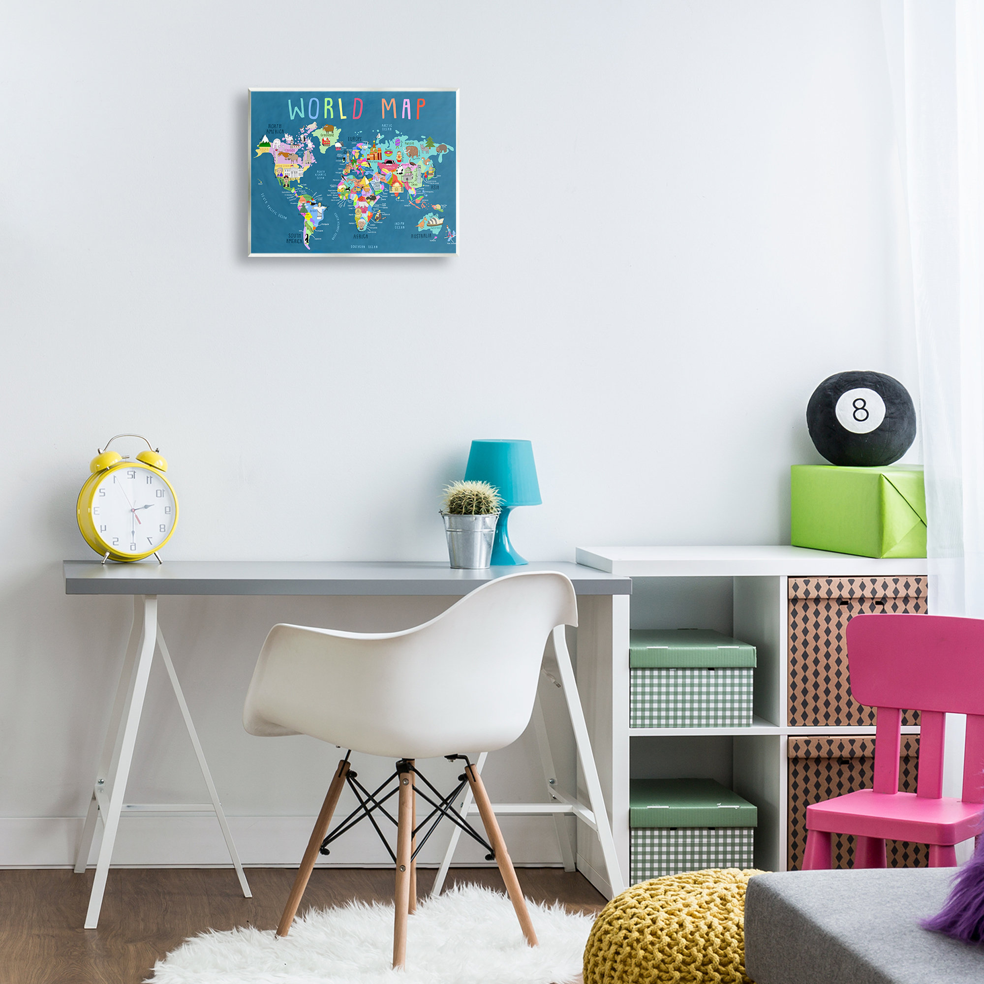 Dakota Fields World Map with Landmarks Wall Plaque Art by Carla Daly ...