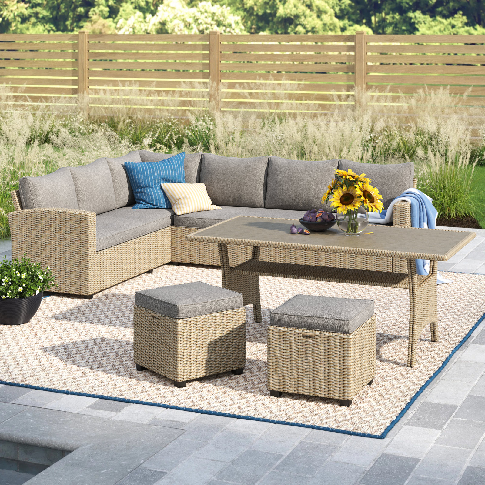 Sand & Stable™ Jett 6 - Person Wicker / Rattan Outdoor Sofa Seating ...