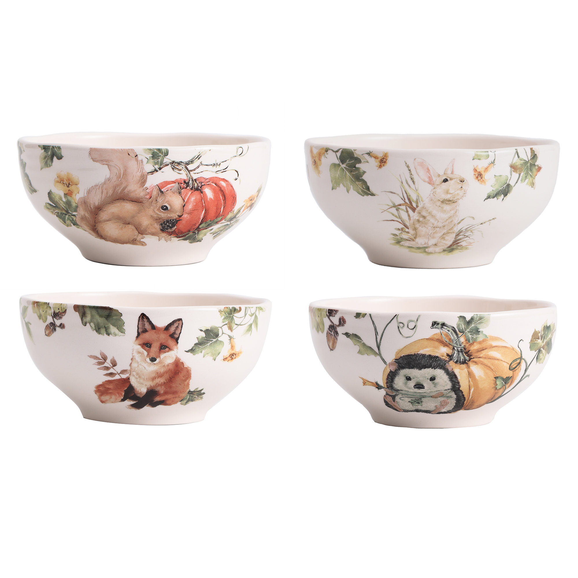 Redwood Rover Woodland Critters 24Oz Ceramic Cereal Bowls, Set Of 4 ...