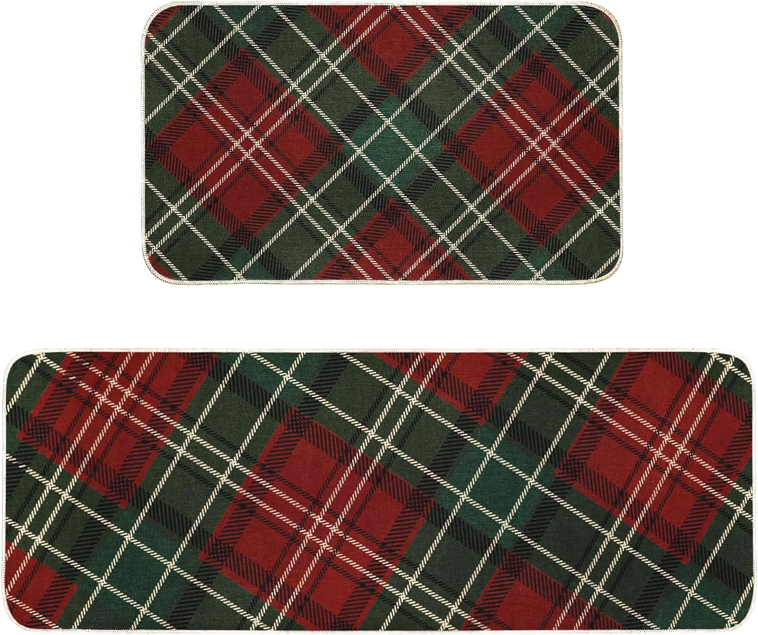 One Allium Way® 2 Piece Christmas Plaid Kitchen Rug Sets | Wayfair