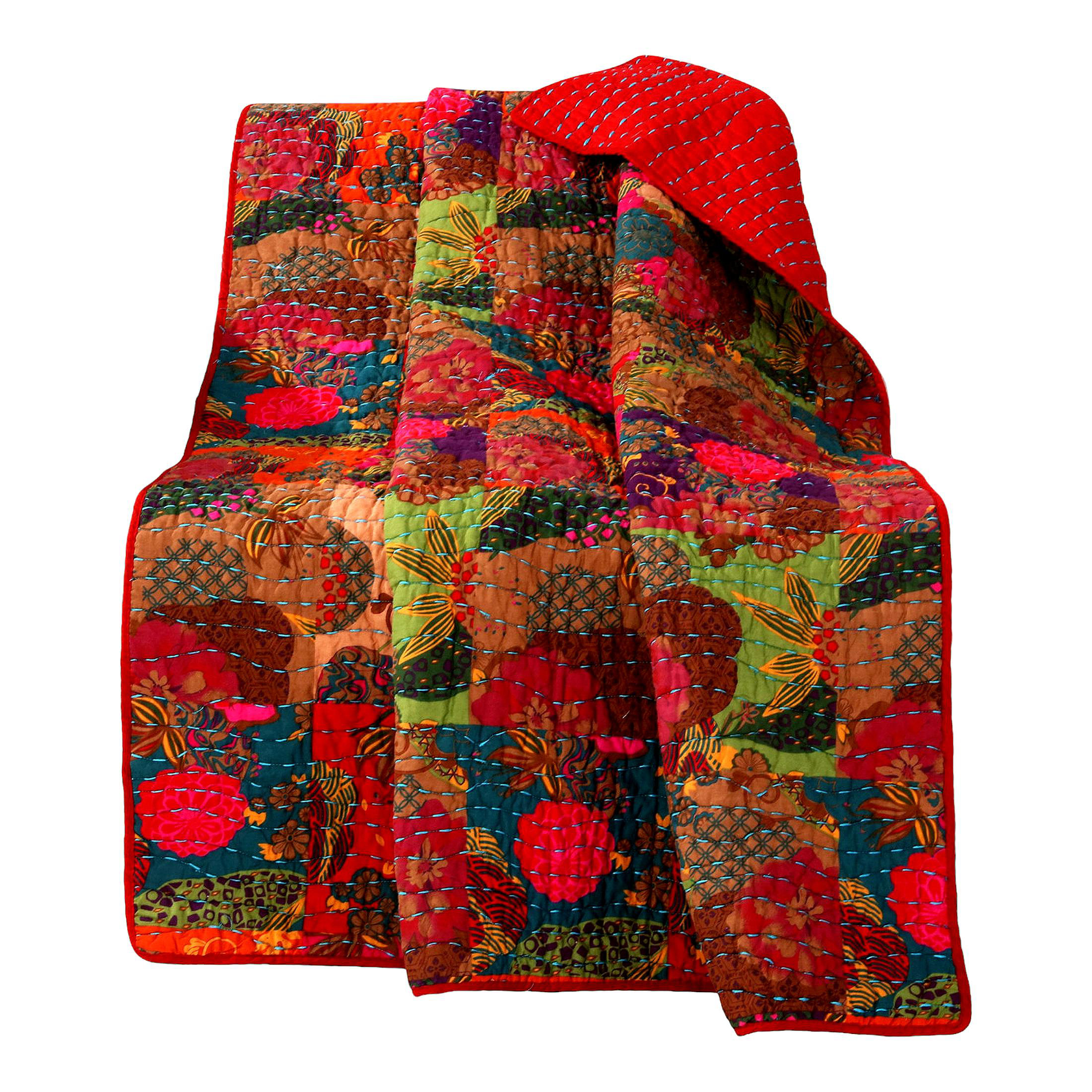 BRBCA Luxura Jewel Quilted Throw Blanket - Multi-Color Cozy Comfort ...
