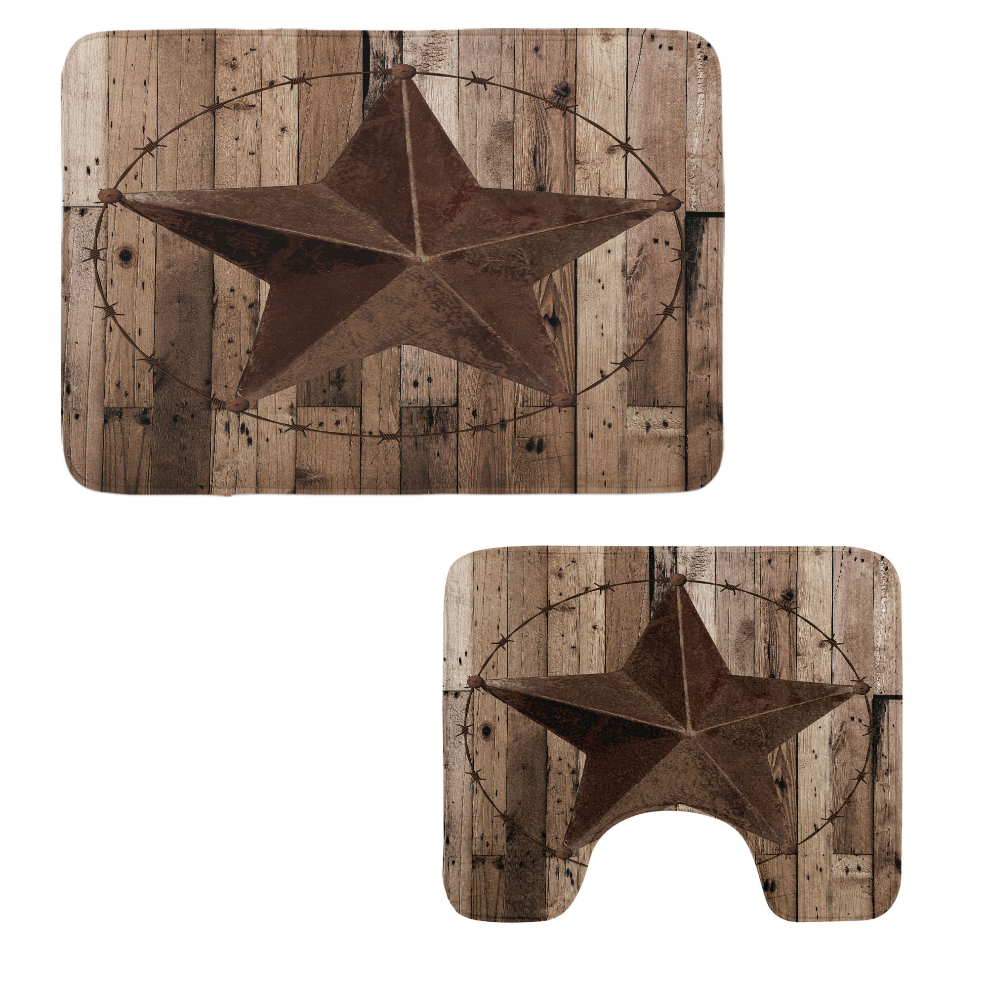 East Urban Home Rustic Bathroom Rug Set 2 Pieces Rectangle & Contour ...