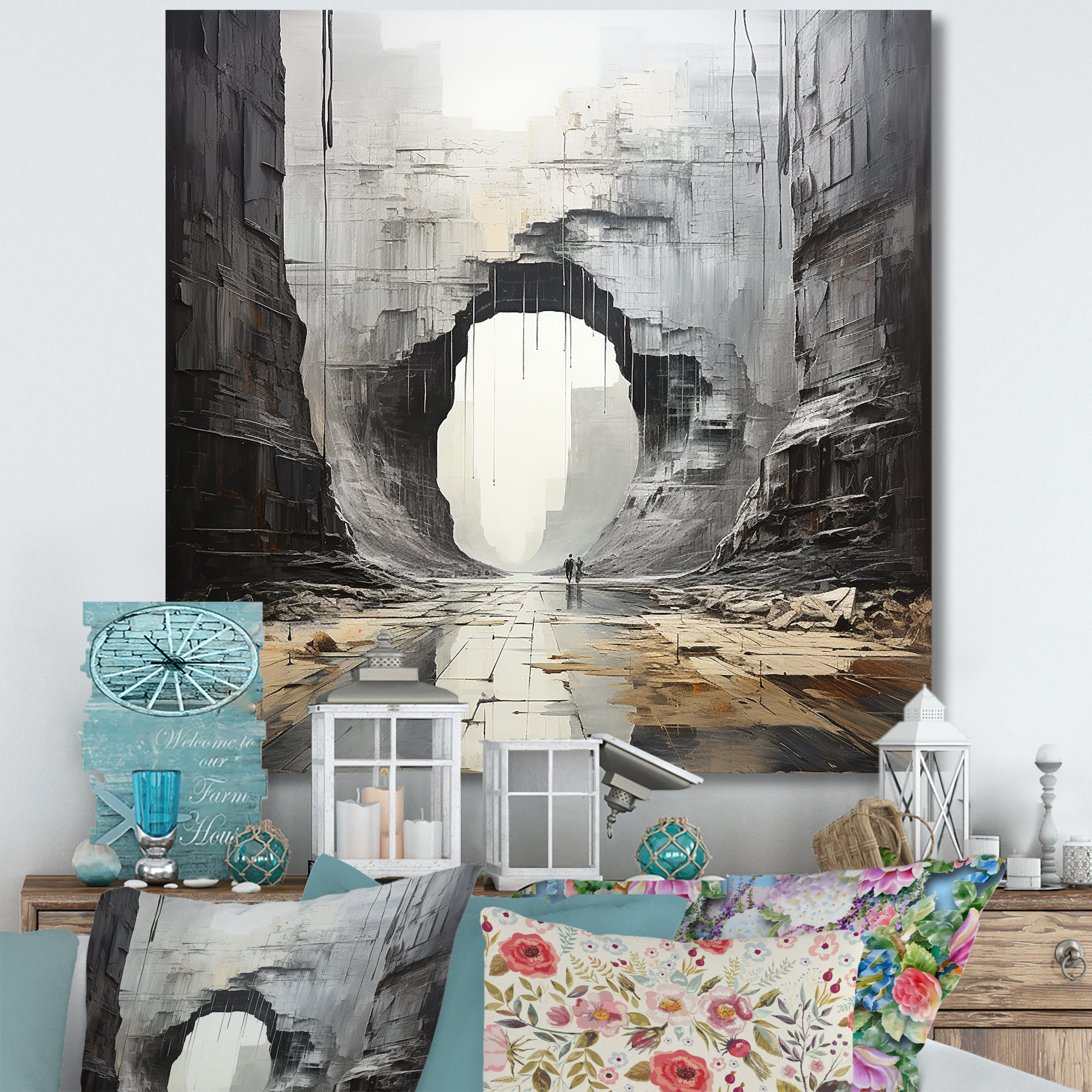 Union Rustic Desert Minimalism Canyon Water Stream On Canvas Print ...