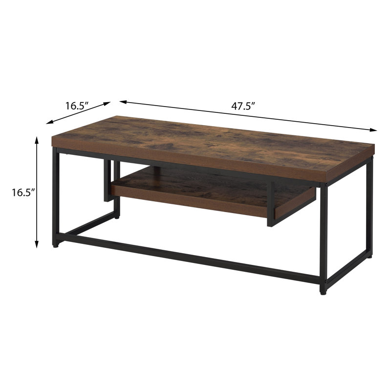 17 Stories Eduino Weathered Oak and Black 47.5'' TV Stand | Wayfair