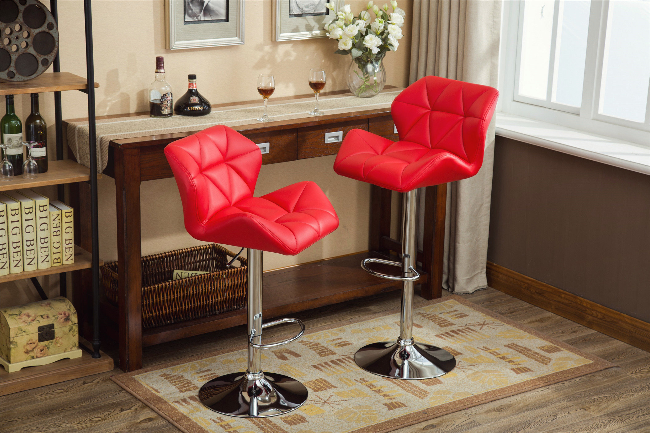 Mercer41 Contemporary Adjustable Hydraulic Bar Stools Set, Stylish and ...