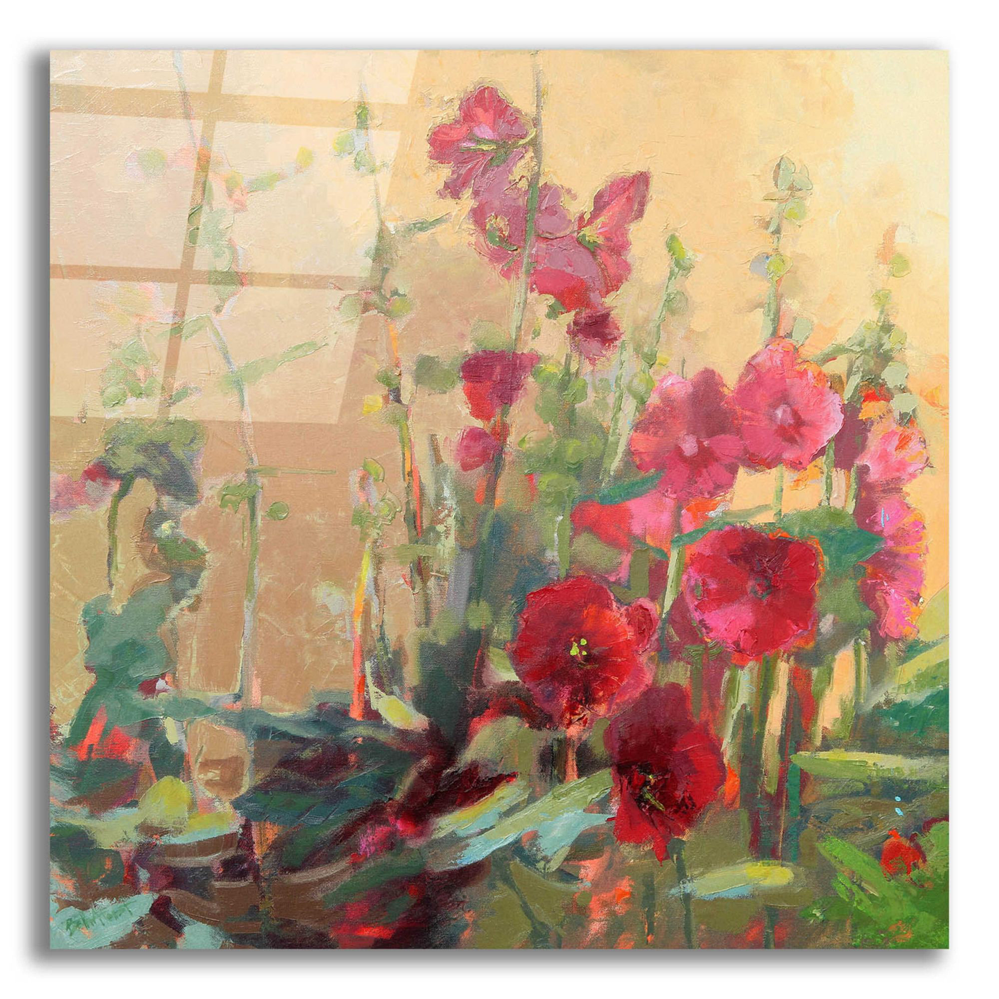 Red Barrel Studio® 'Red Haven Hollyhocks' By Beth Forst, Acrylic Glass ...