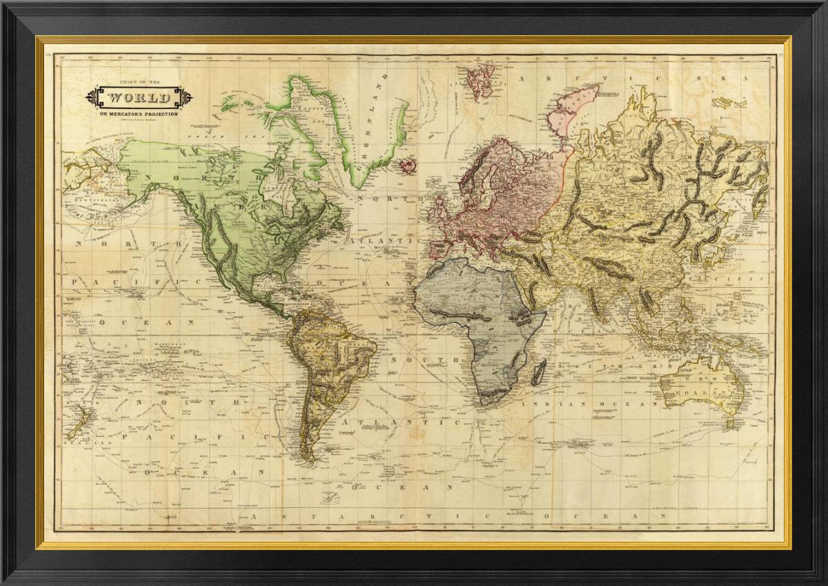 Global Gallery 'World, 1831' by Daniel Lizars Framed Graphic Art on ...