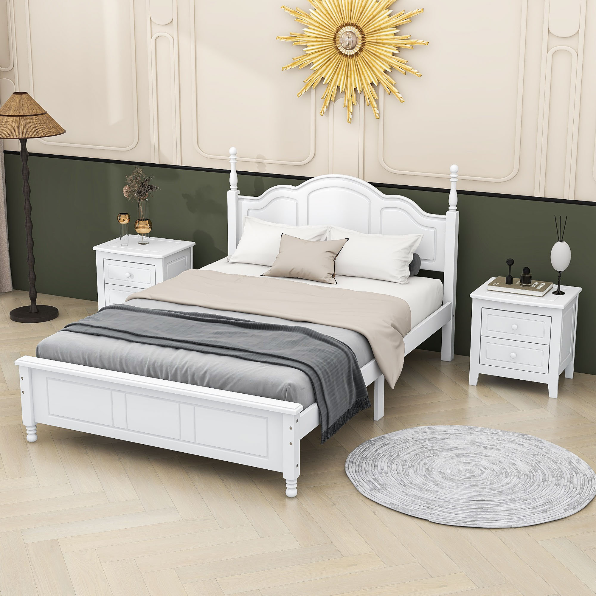 August Grove® Chrishonna 3-Pieces Bedroom Sets, Wood Platform Bed and ...