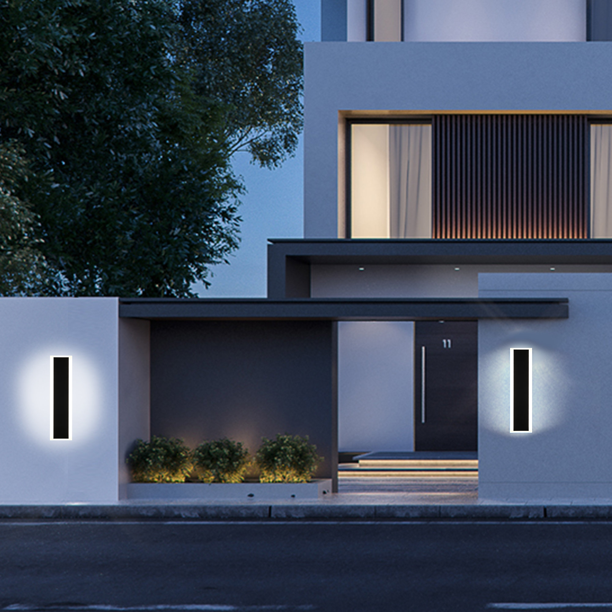 Wrought Studio™ 2-Pack Long Outdoor Wall Lights Modern Exterior ...