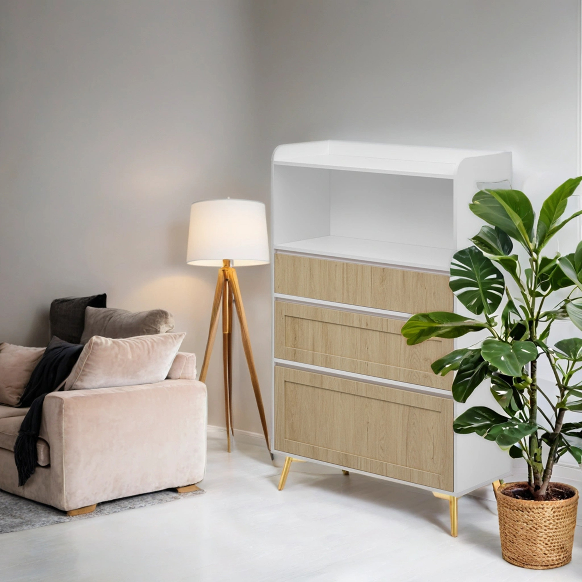 Mercer41 Three Drawer Storage Cabinet With Solid Wood Frame - Wayfair ...