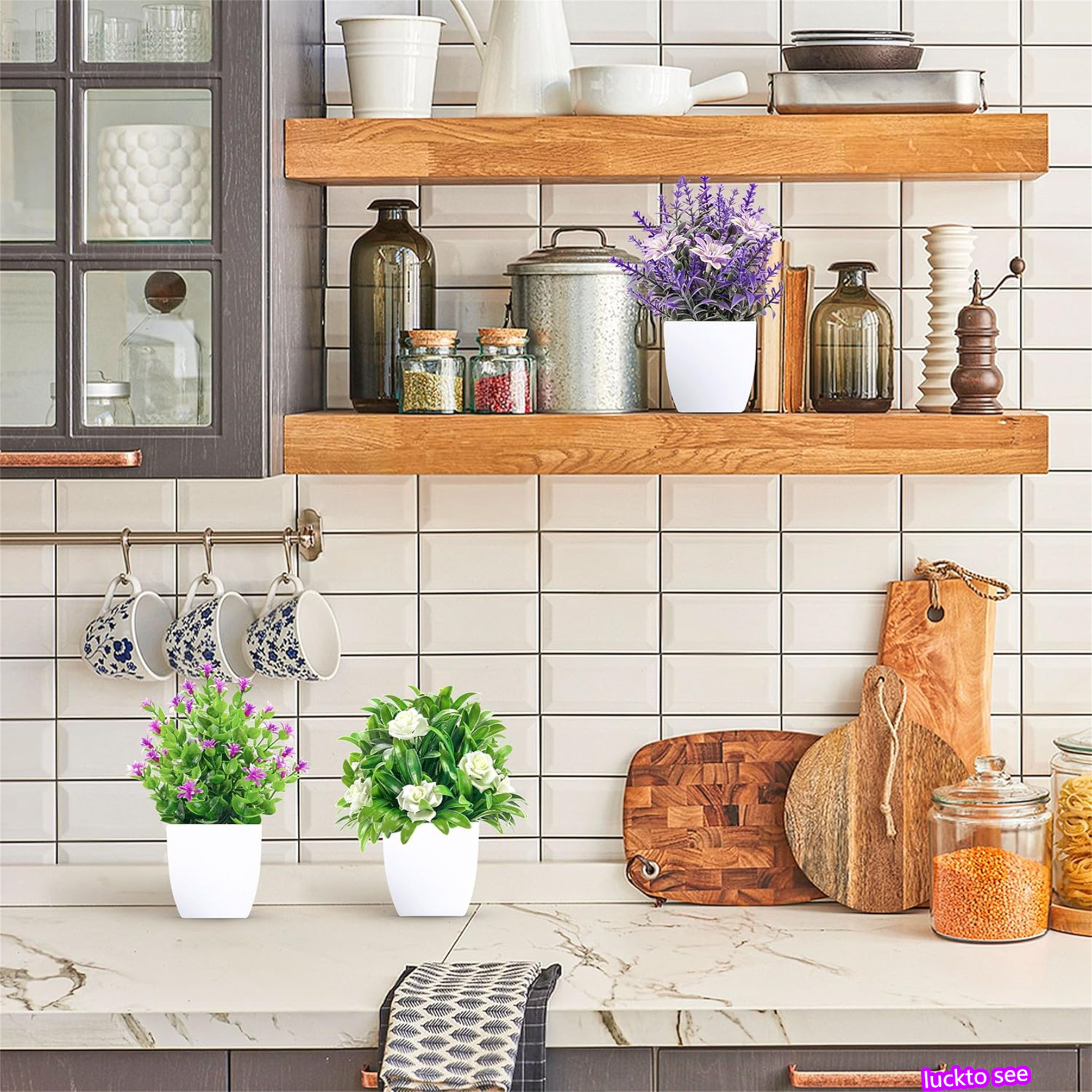 Arlmont & Co. Artificial Potted Plants for Table Desk Home Bathroom ...