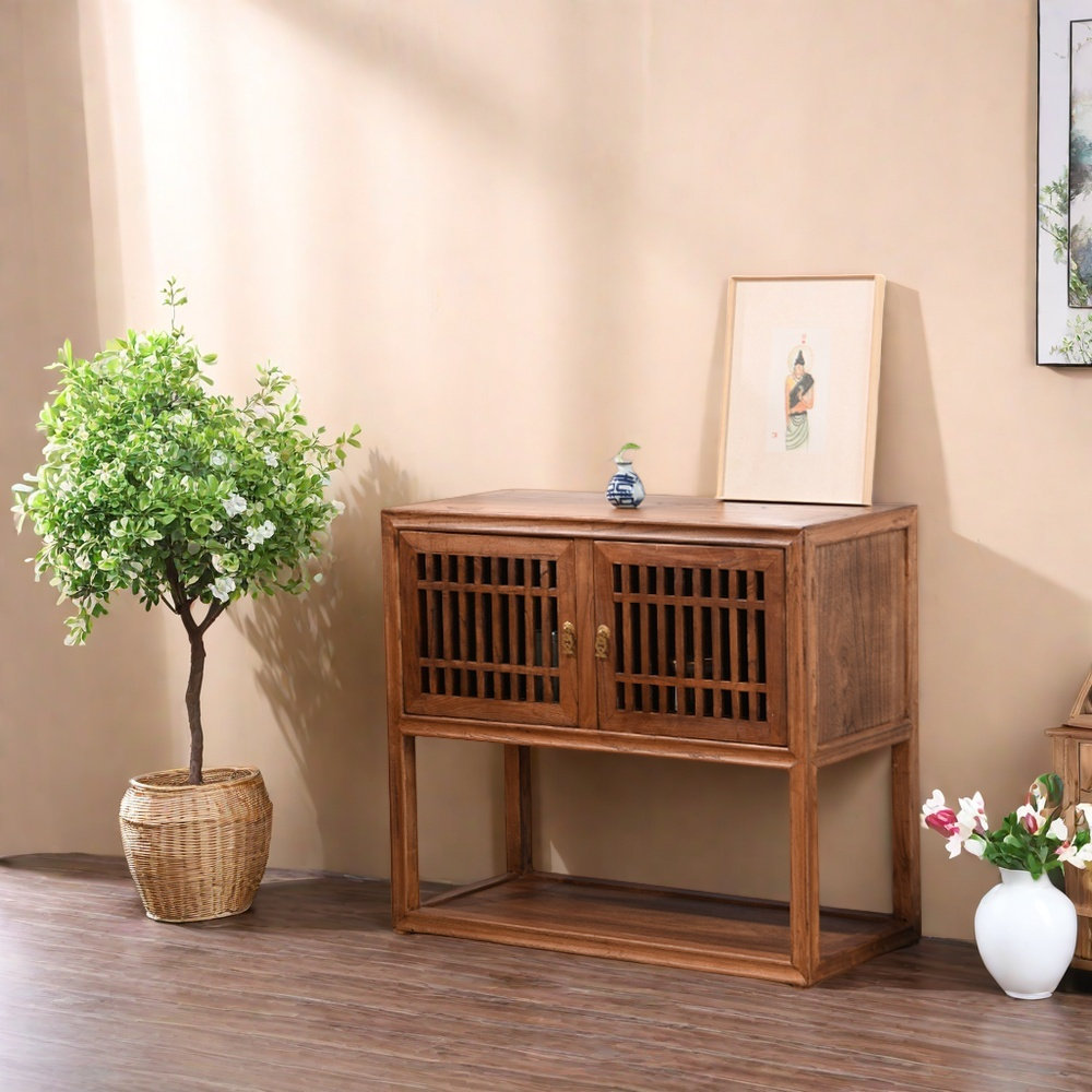 Wu's StylishVault Solid Old Elm Wood Console Cabinet | Wayfair
