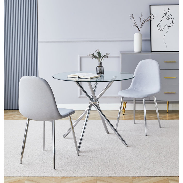 George Oliver Cullompton Glass Small Round Dining Table (TAB601, 90Cm ...