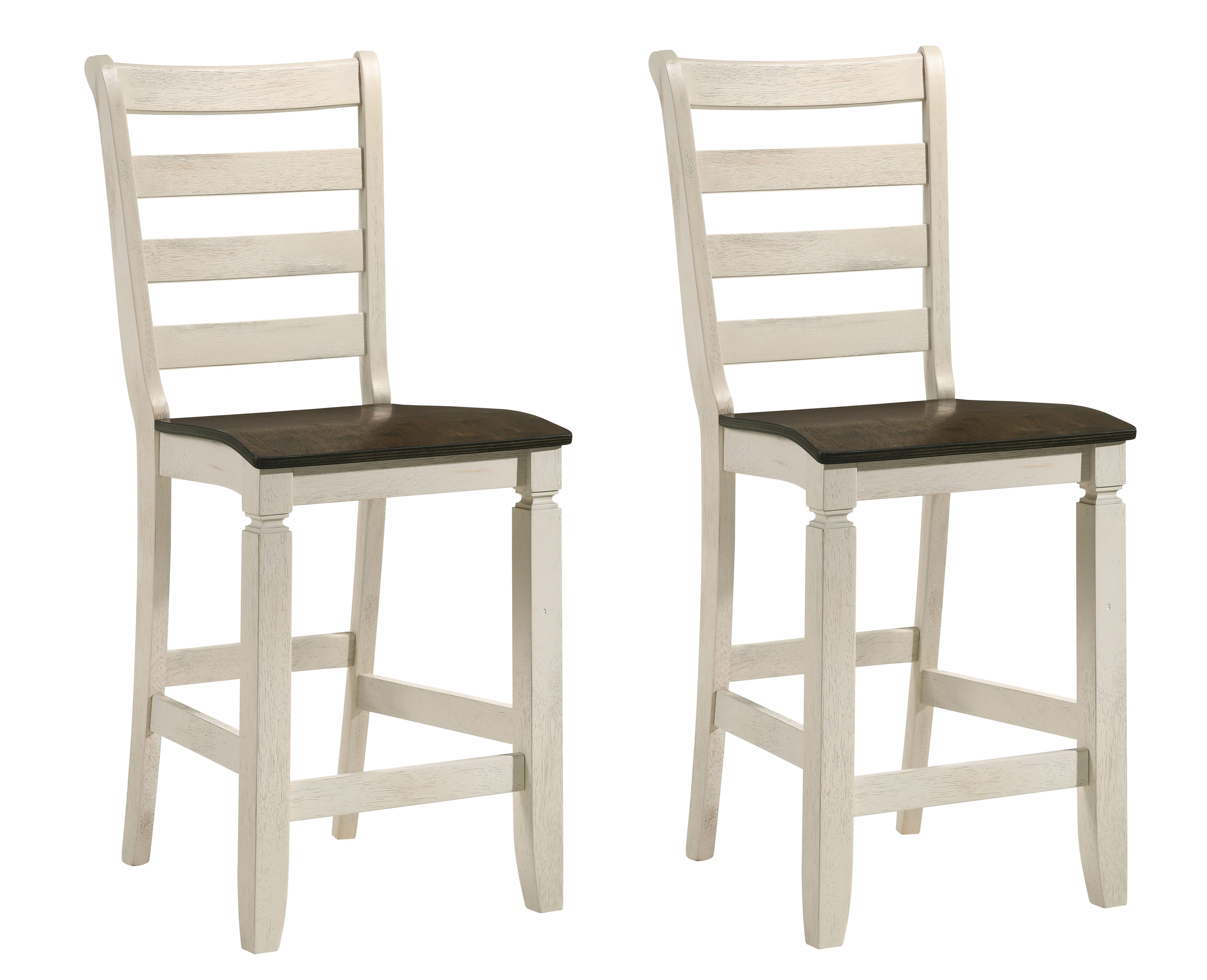 August Grove® Caye Slatted Back Counter Stool in Antique White and Oak ...