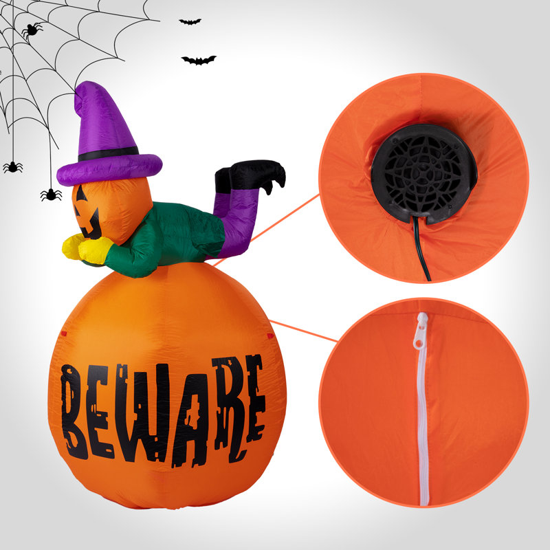 The Holiday Aisle® Halloween Inflatable Wizard with Lighted Pumpkin ...