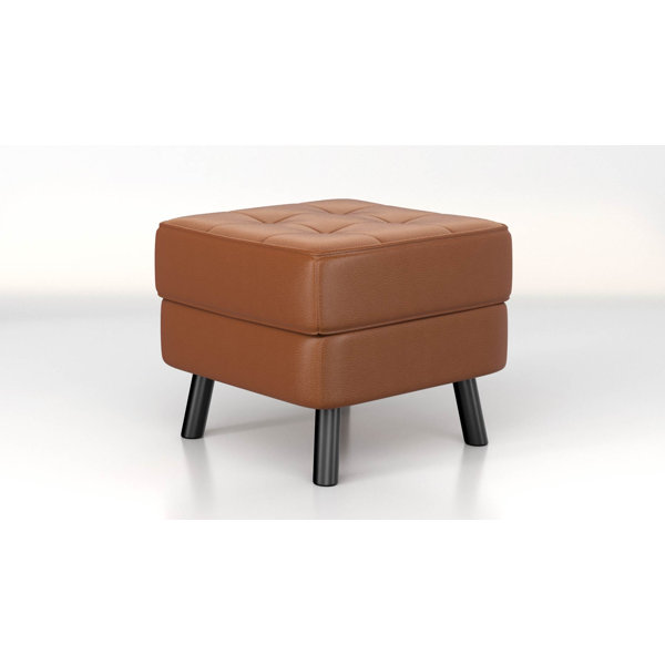 Corrigan Studio® Outen 21" Genuine Leather Square Storage Ottoman ...