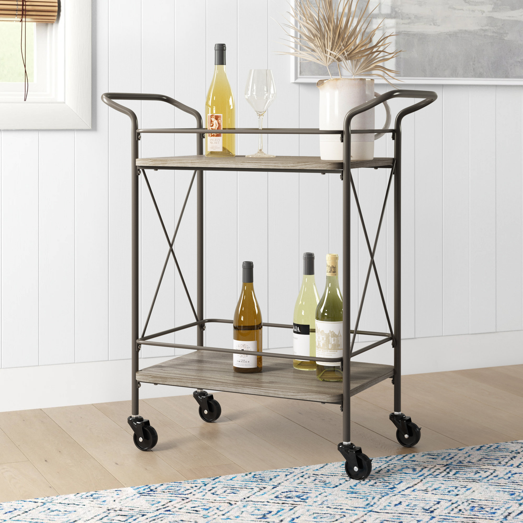 17 Stories Metal X-Frame Bar Cart & Reviews | Wayfair