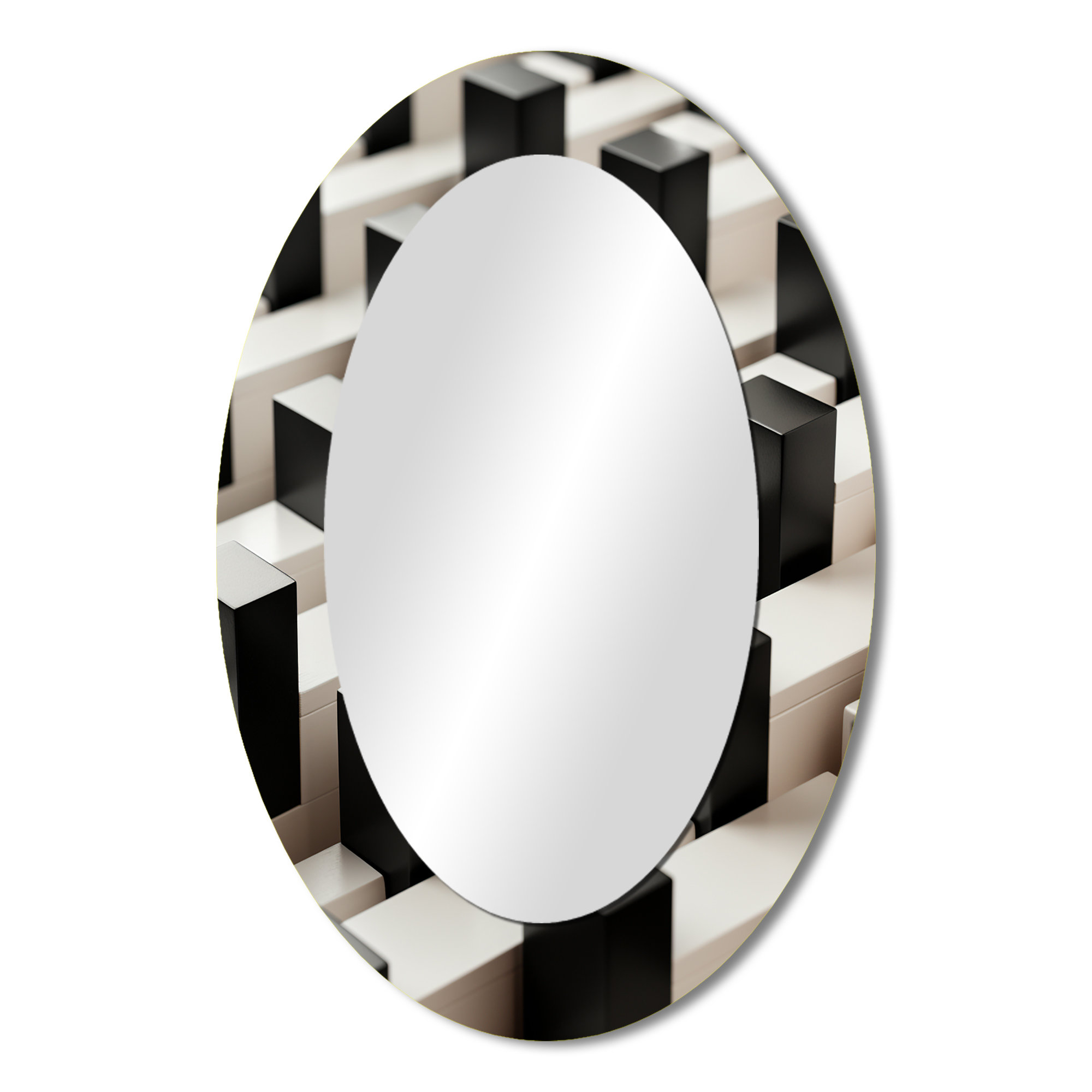 Dakota Fields Black And White Abstract Power Panels III - Large Oval ...