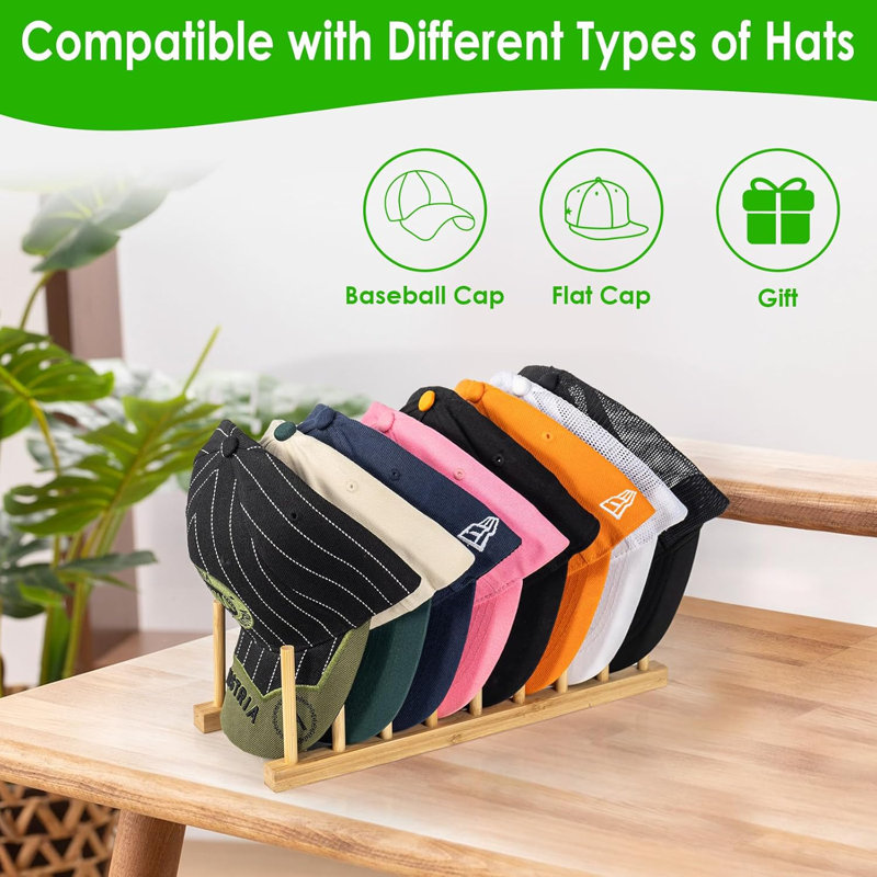 Foundry Select Bamboo Hat Organizer For Baseball Caps 2 Packs,Natural ...
