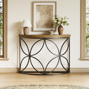 17 Stories Half - Moon Console Table, 43.3" Wood Entryway Table With ...