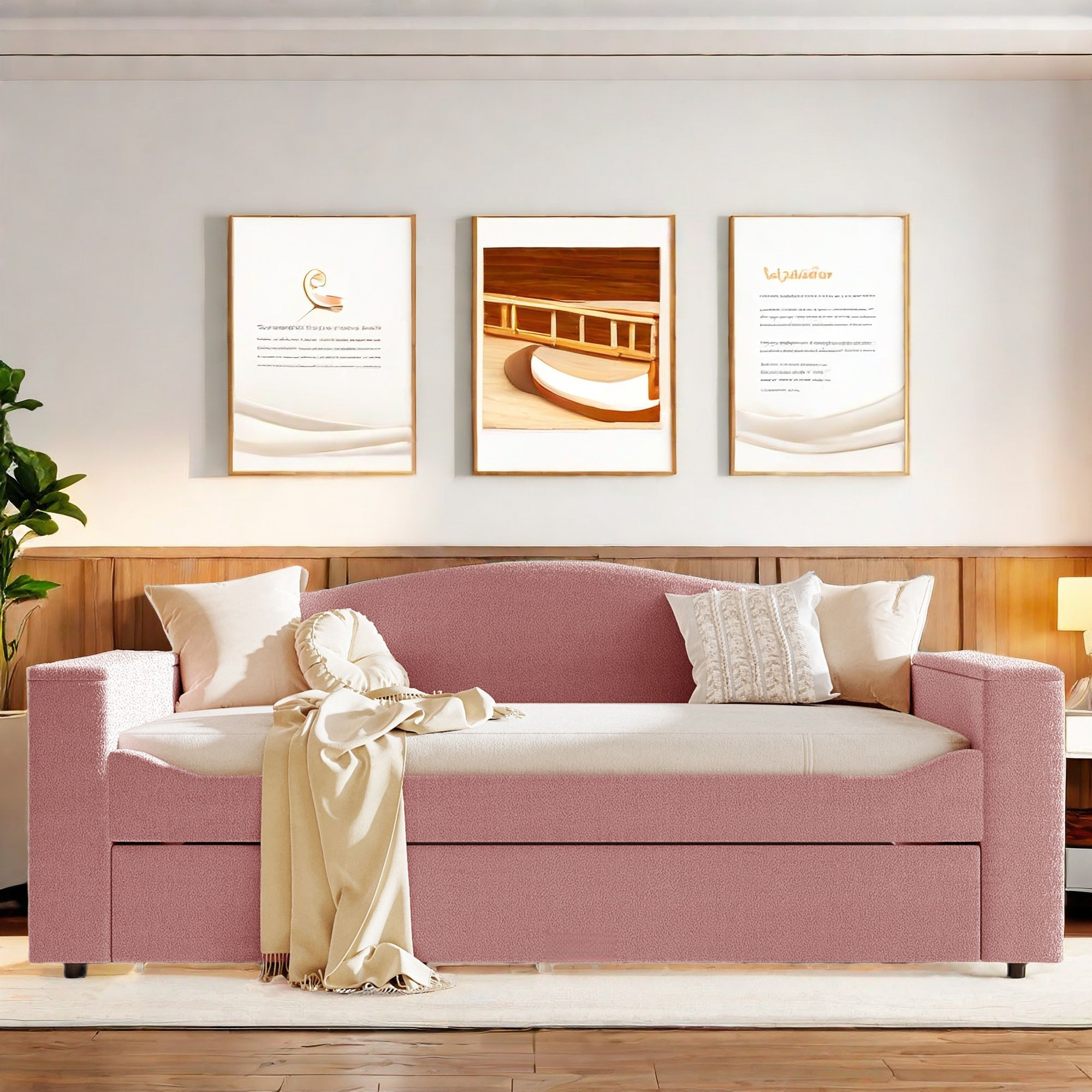 Urbanuniteusa Upholstered Daybed With Storage Armrests, Trundle And ...