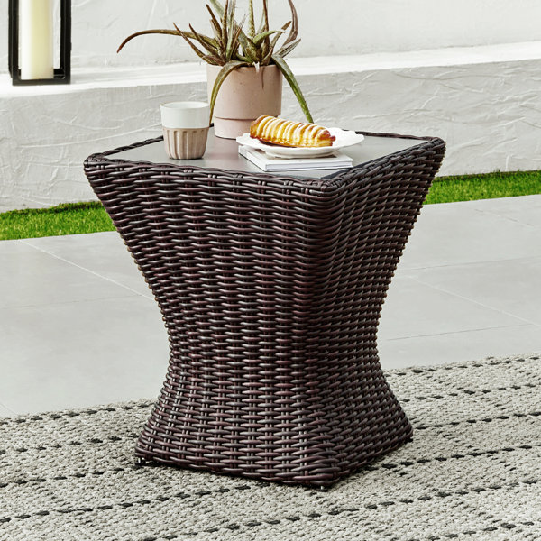 Ebern Designs Patio Wicker Side Table & Reviews | Wayfair