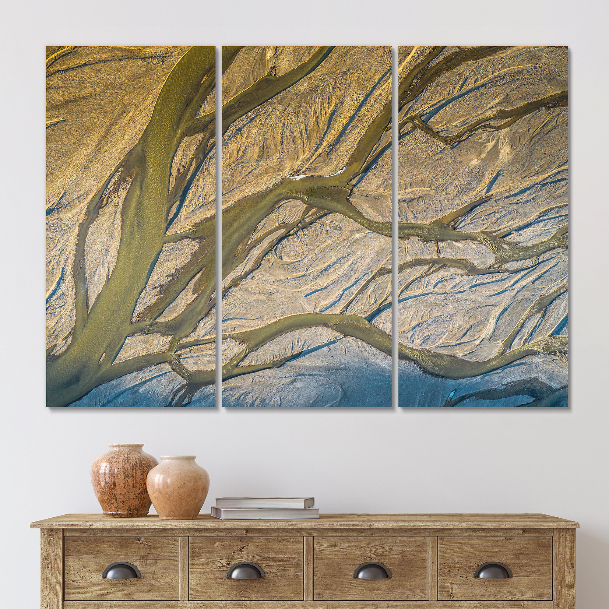 East Urban Home Aerial Drone View Of A Meandering Riverbed ...