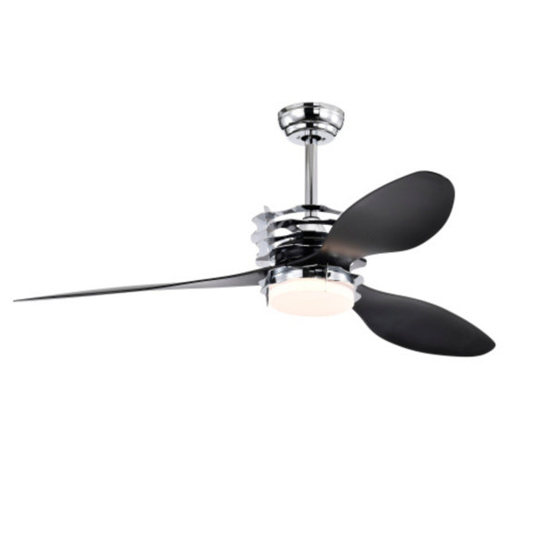Wrought Studio 52'' Modern Indoor Ceiling Fan With Light, 3 Abs Blades ...