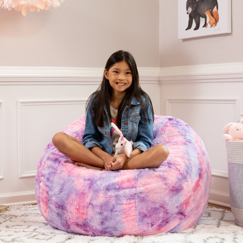 Trule Saxx 3 Foot Kids Bean Bag Chair - Plush Faux Fur - Fun Colors ...