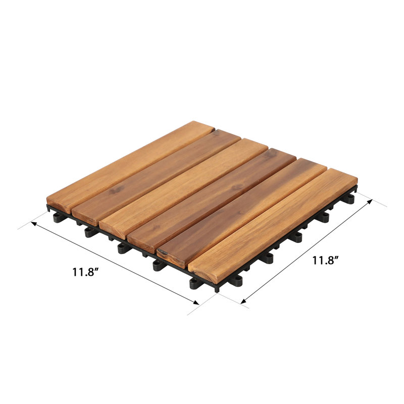 Symple Stuff 12" X 12" Wood Interlocking Deck Tile (set Of 27 ...