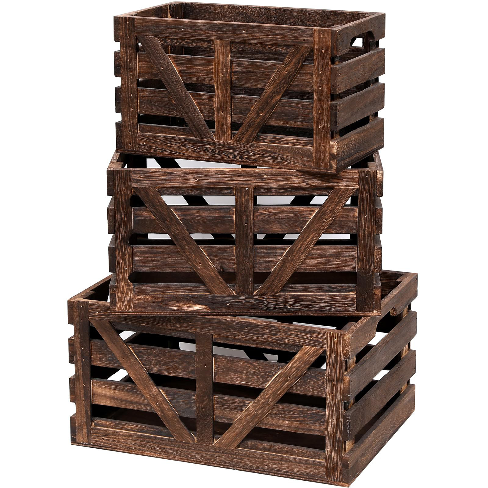 Ophelia & Co. Wooden Farmhouse Storage Crates Nested Crates Set Of 3 ...