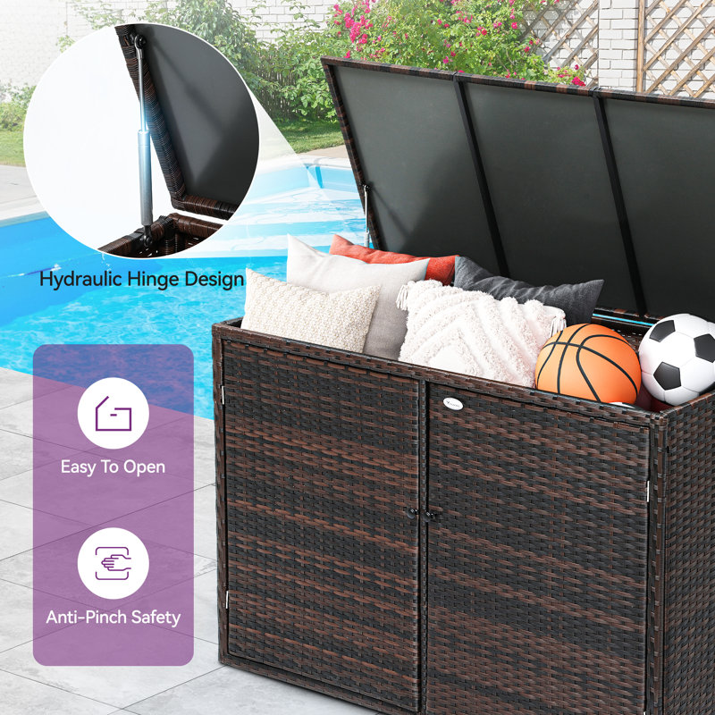 Balconera 150 Gallon Outdoor Wicker Deck Box | Wayfair