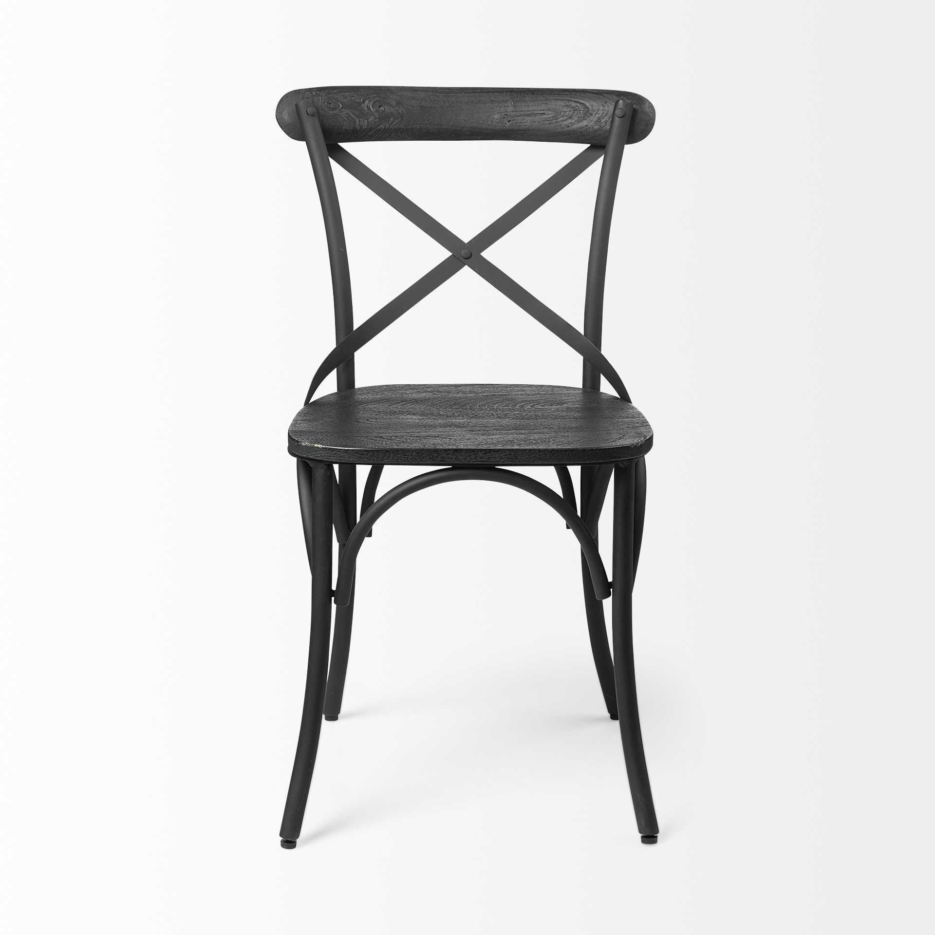 Rosalind Wheeler Chanakya Black Solid Wood Seat With Black Iron Frame ...