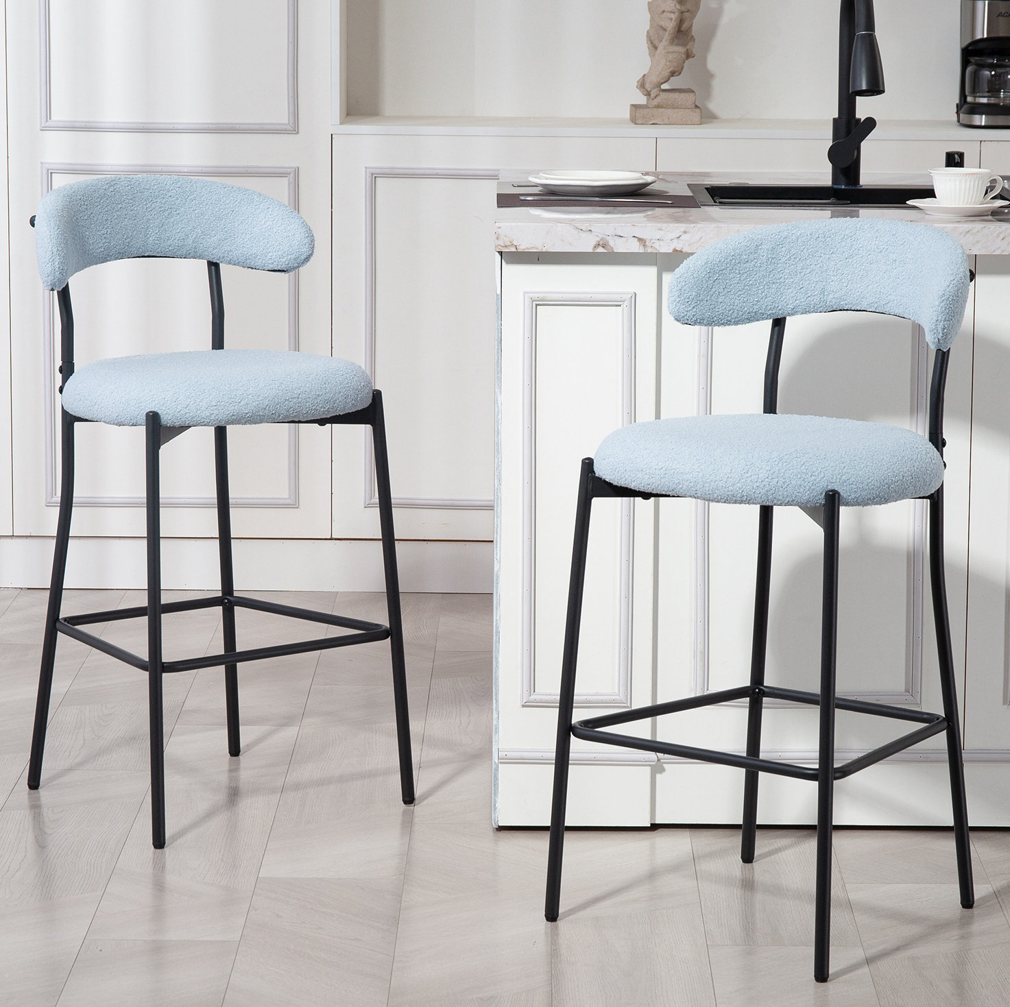 Corrigan Studio® 26" Counter height bar stools Teddy fabric cover ...