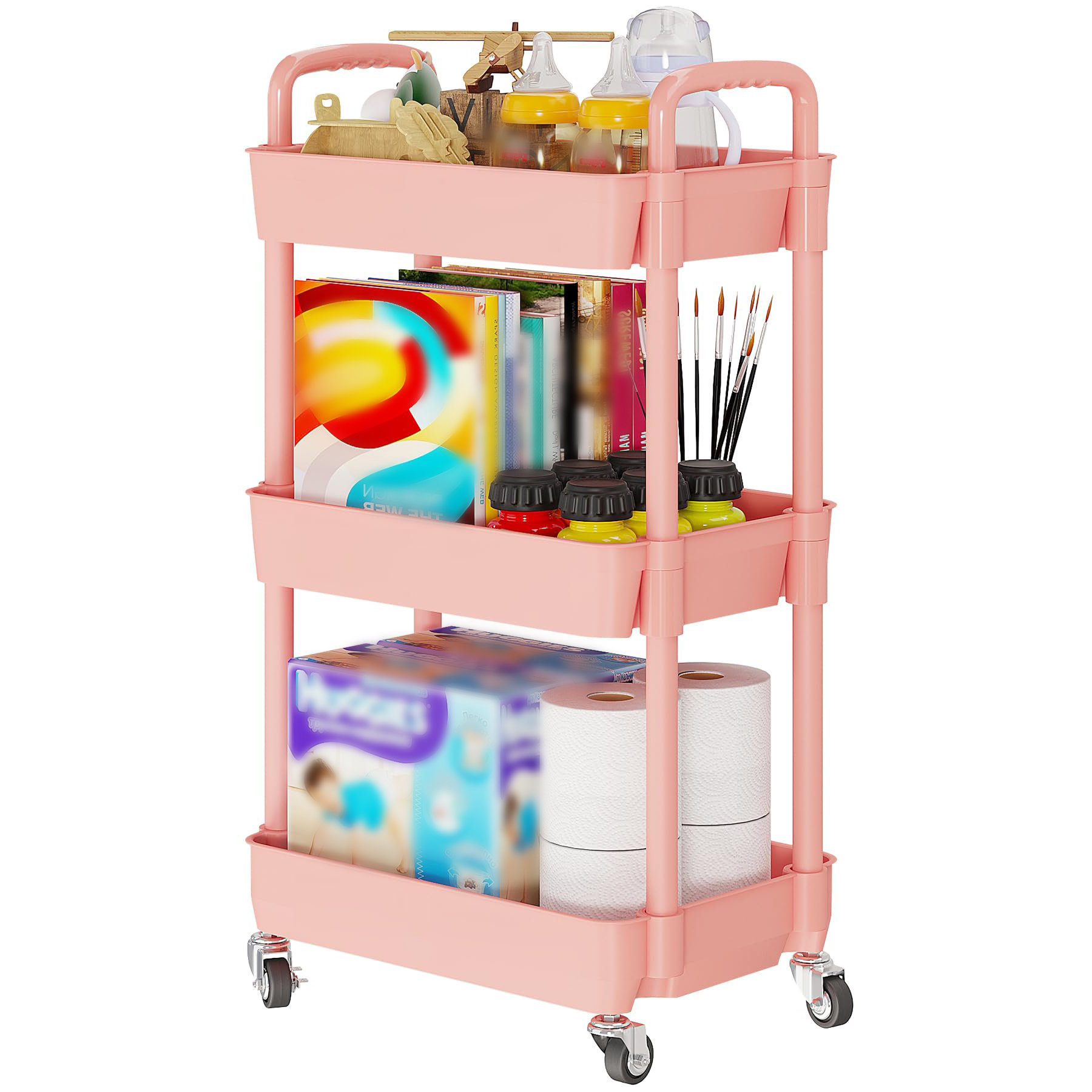 Rebrilliant Kitchen Storage Cart,multifunction Utility Rolling Storage ...