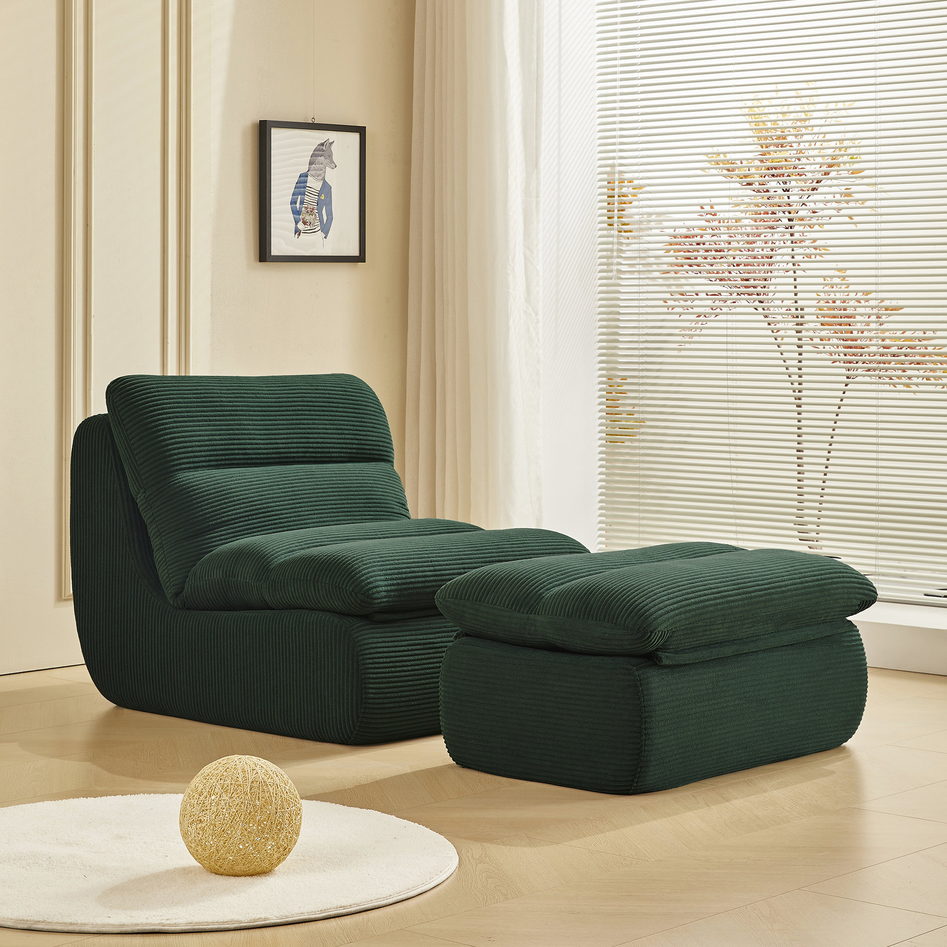 Ebern Designs Compact Lounge Chair With In Corduroy - Modern And ...