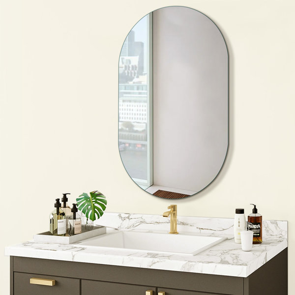 Wrought Studio Armoire à pharmacie ovale avec miroir, armoire de salle ...