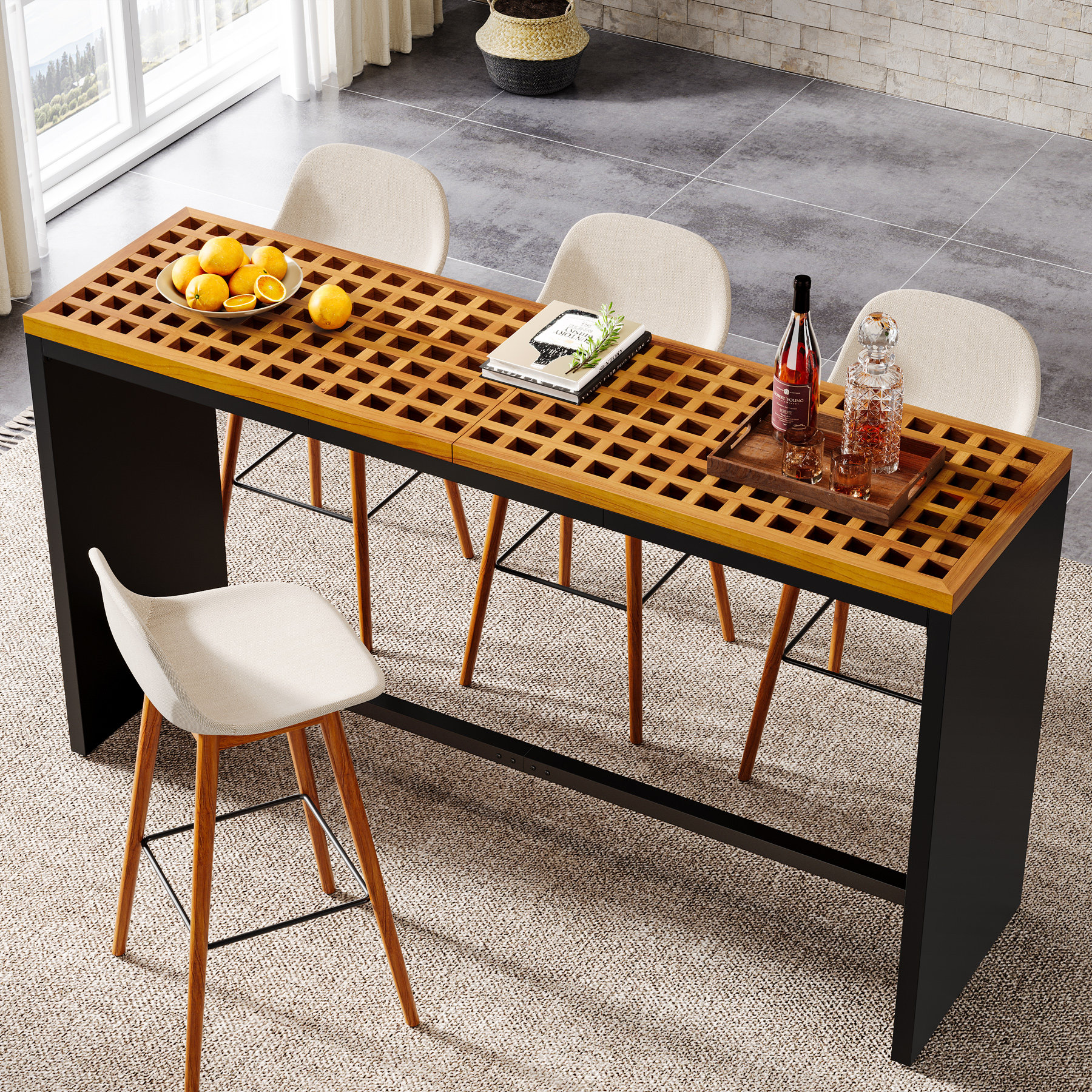 Ebern Designs 70.87-Inch Boxwood Dining Rectangle Counter Height Bar ...