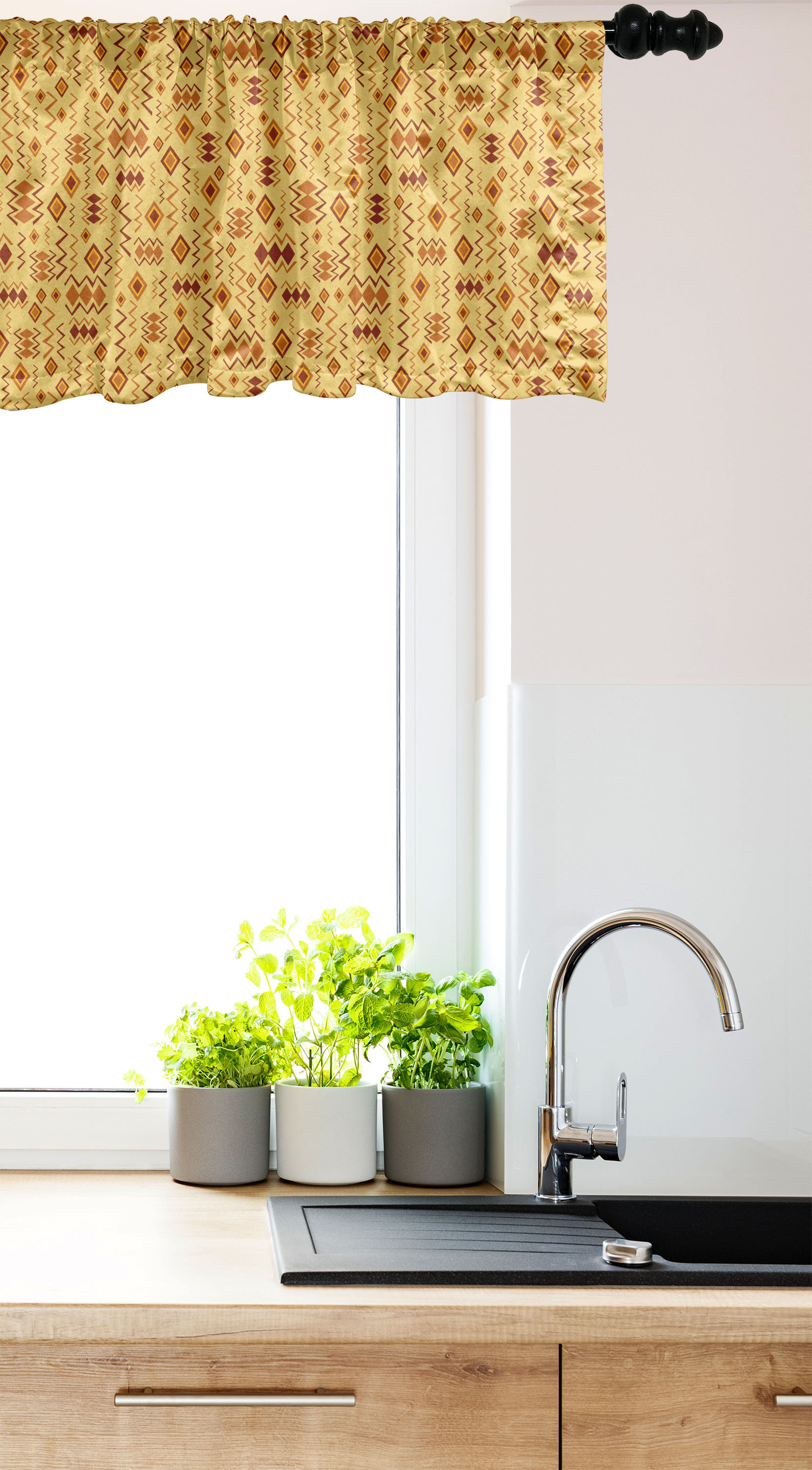 Ambesonne African Valance Pack of 2 Quirky Art Forms Sand Brown Ginger ...